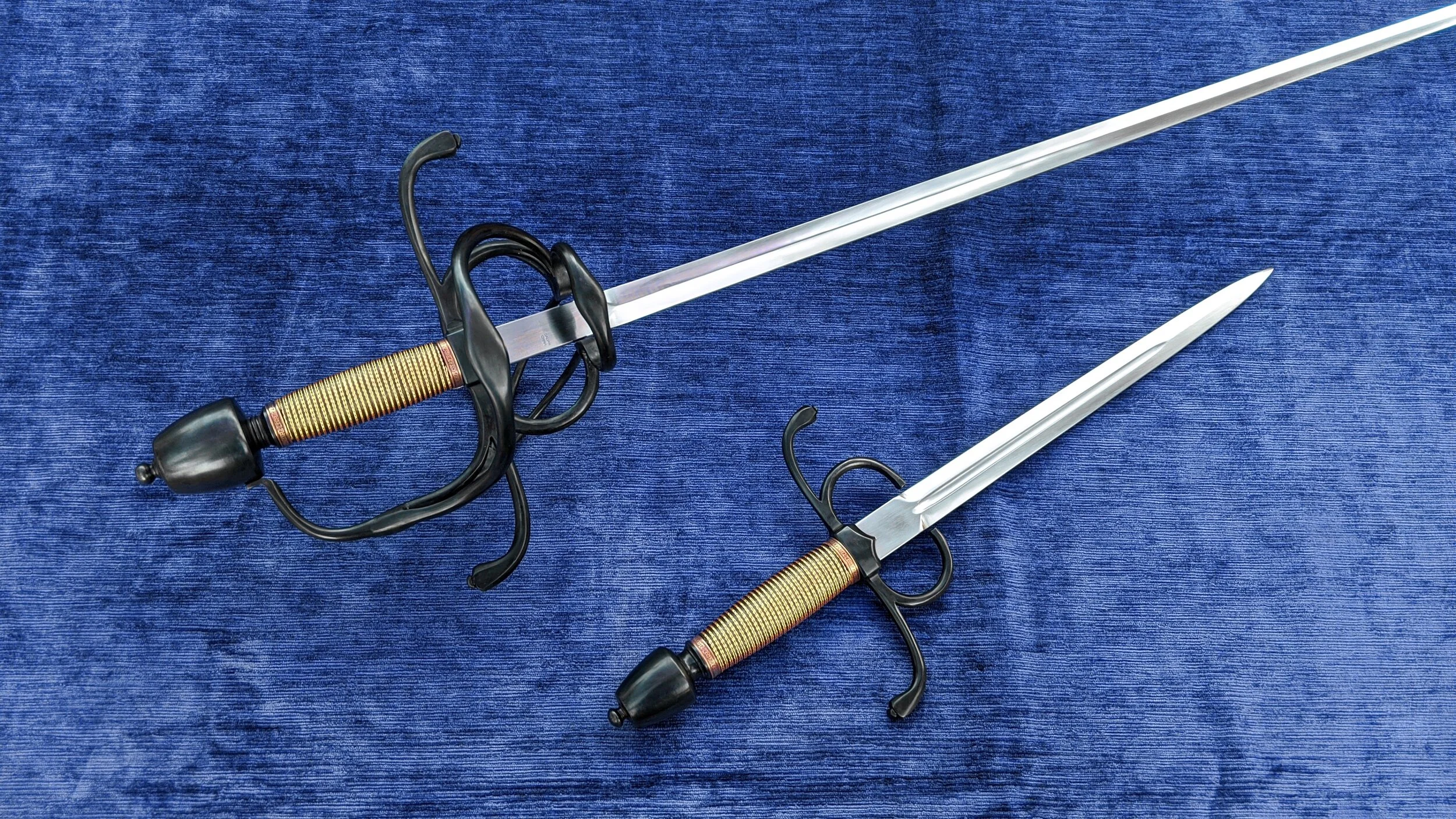 Blued Swept Hilt Rapier & Dagger Set — Jesse Belsky Stageswords