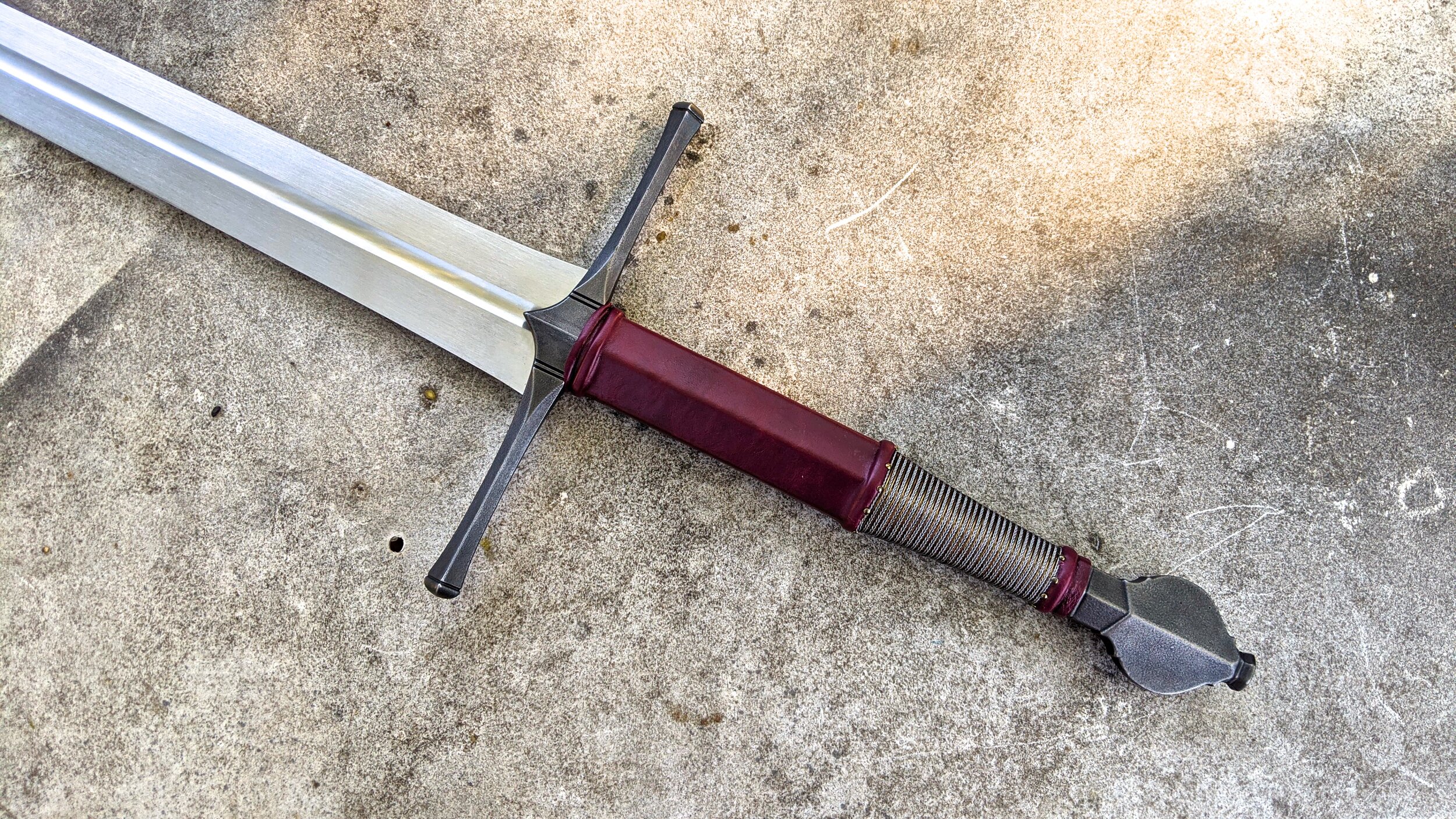 Longsword - Antiqued Hilt with Wine Grip & Half Wire (SHARP/BLUNT ...