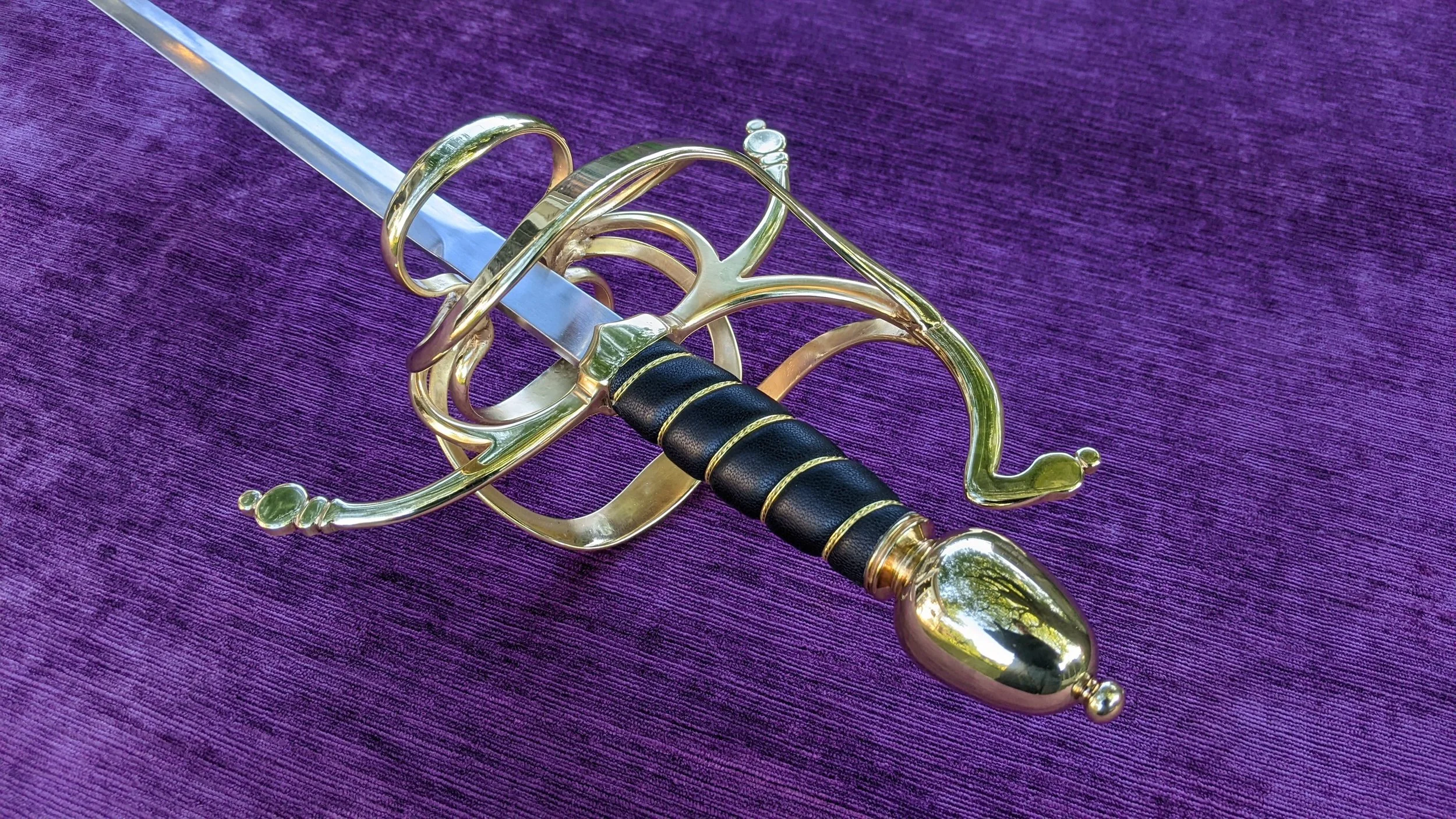 Ambidextrous Swept Hilt Rapier -- Brass Plated — Jesse Belsky Stageswords