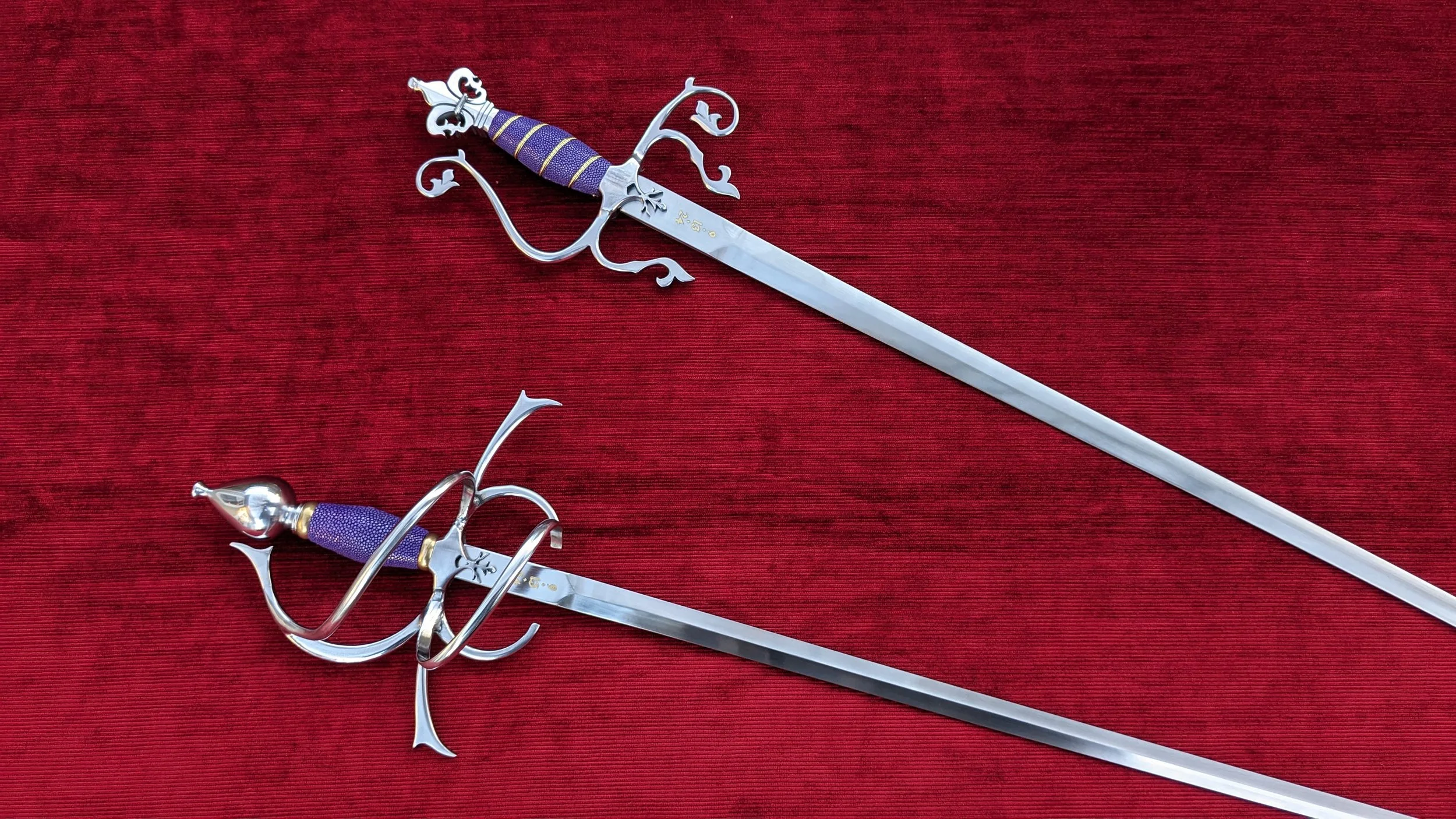Wedding Rapiers -- Purple Rayskin Grips [BLUNT] — Jesse Belsky Stageswords