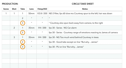 Script Continuity Sheet and Other Important Film Production Notes ...