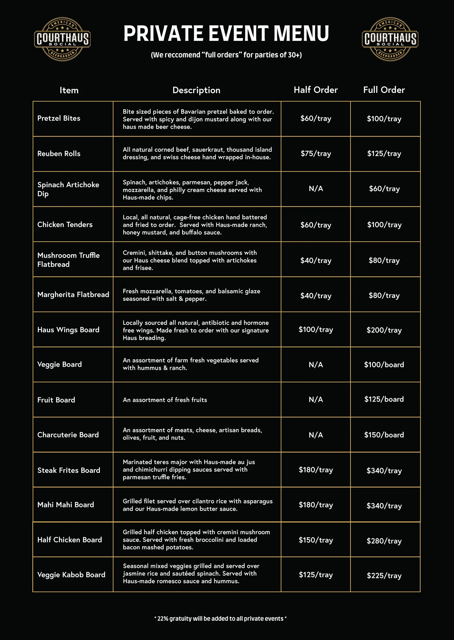 Private Events & Catering — COURTHAUS SOCIAL