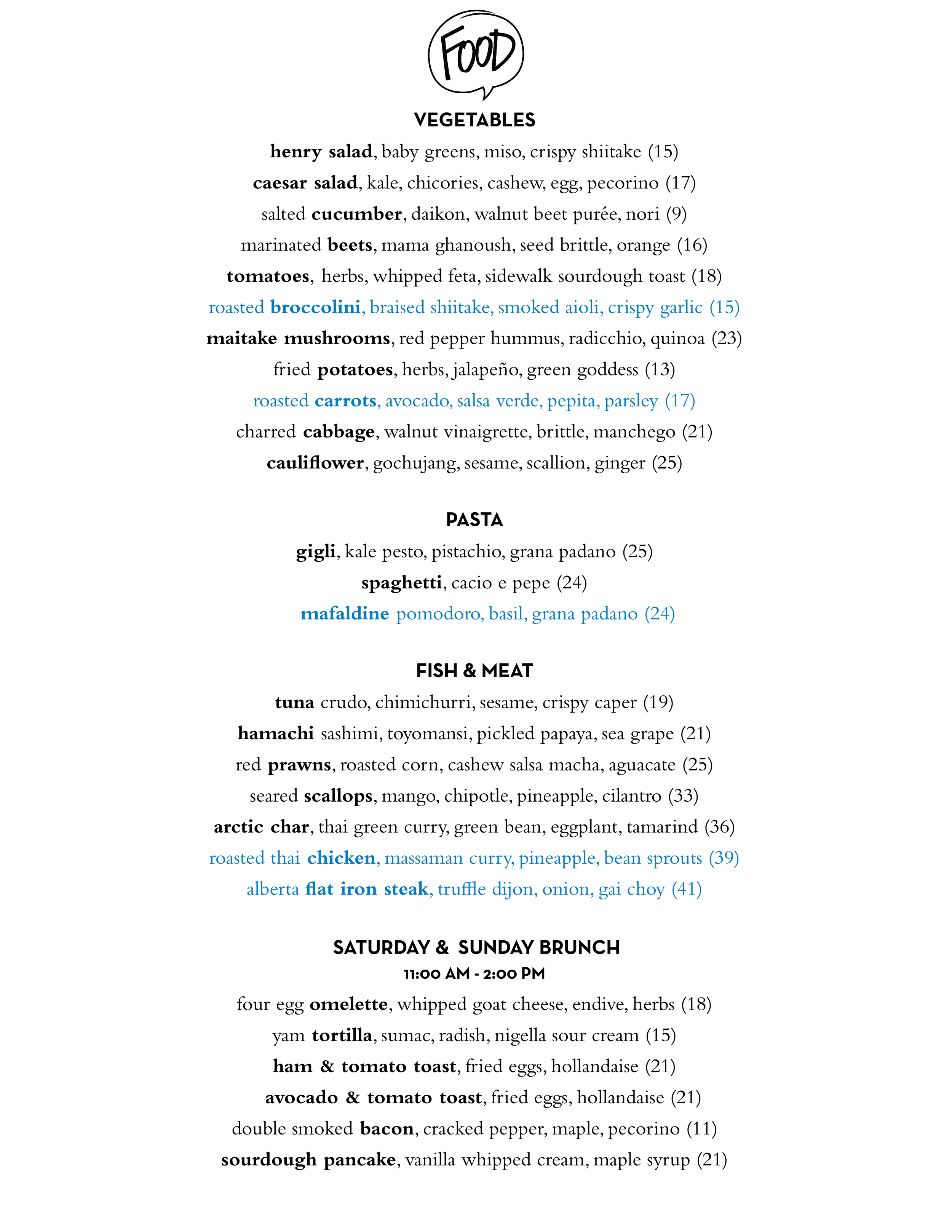 MENU — Ten Foot Henry