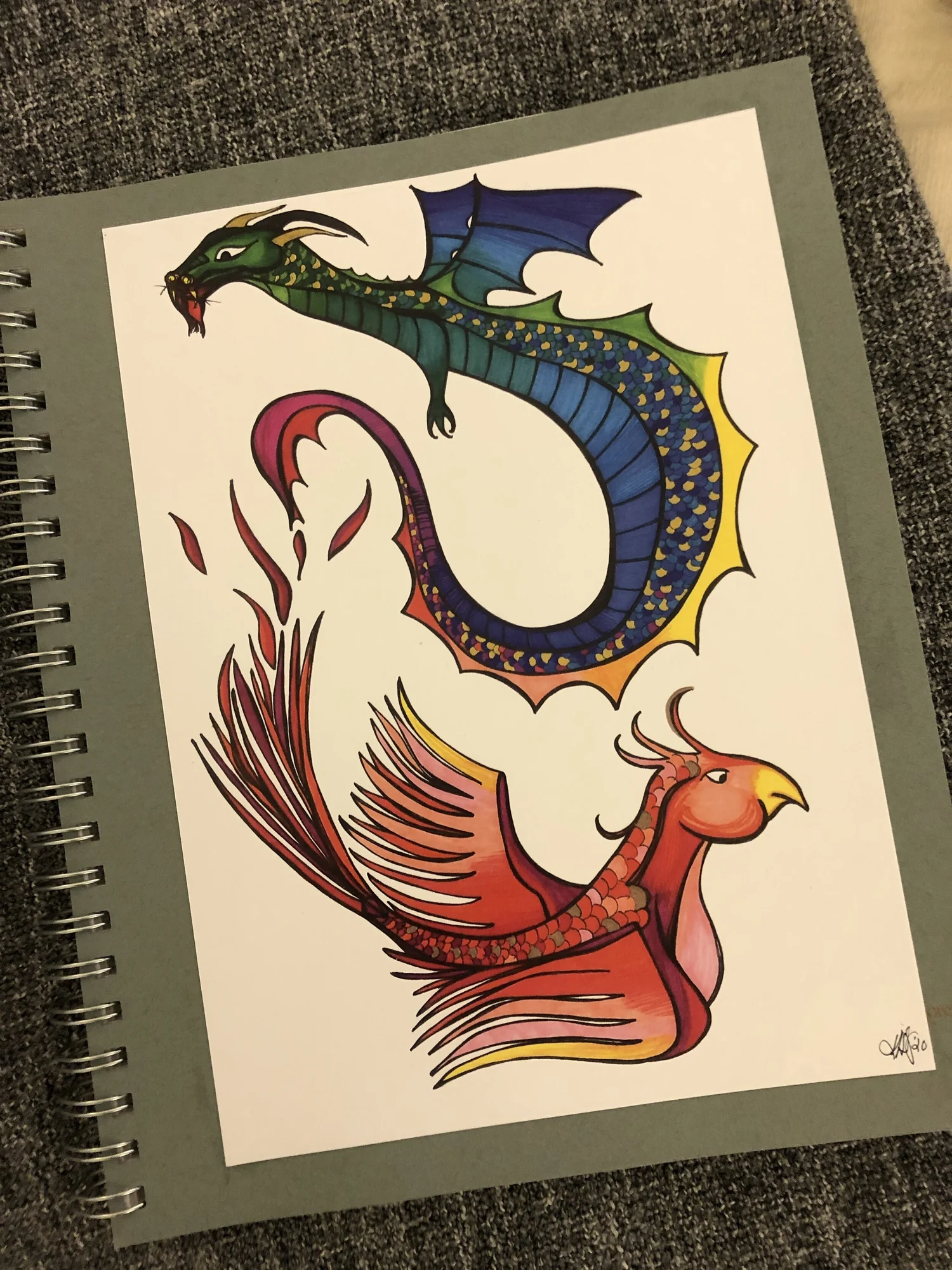 Phoenix And Dragon Drawing