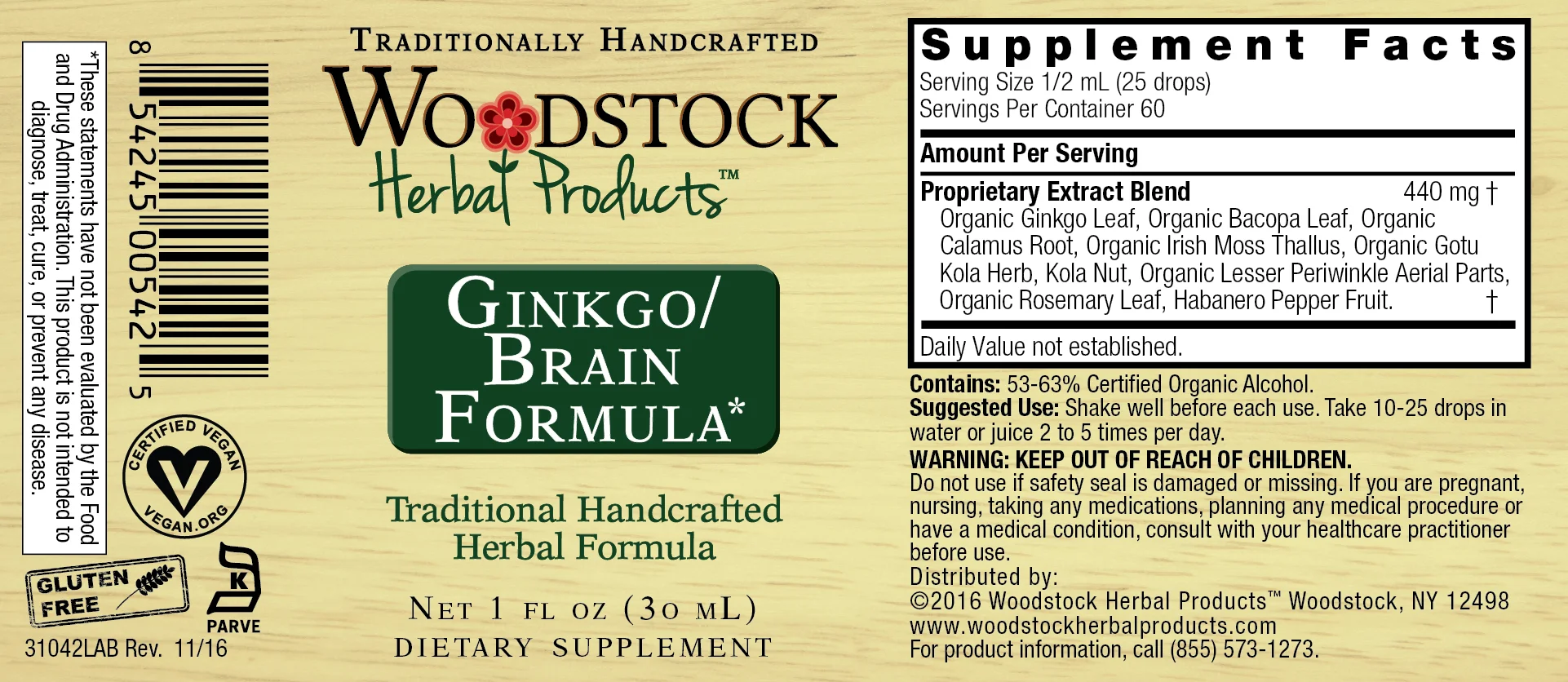 GINKGO / BRAIN FORMULA — Woodstock Herbal Products