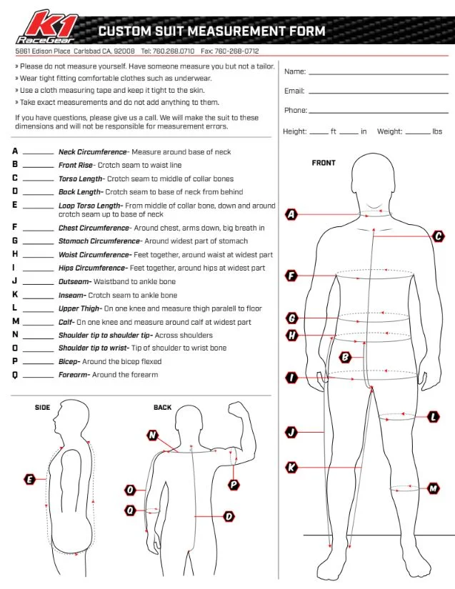 Suit Measurement Form