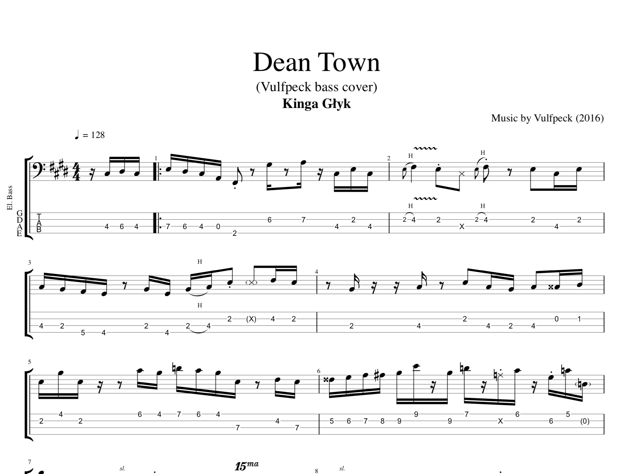 "Dean Town" (Vulfpeck bass cover) · Kinga Glyk || Bass: Tab + Sheet ...