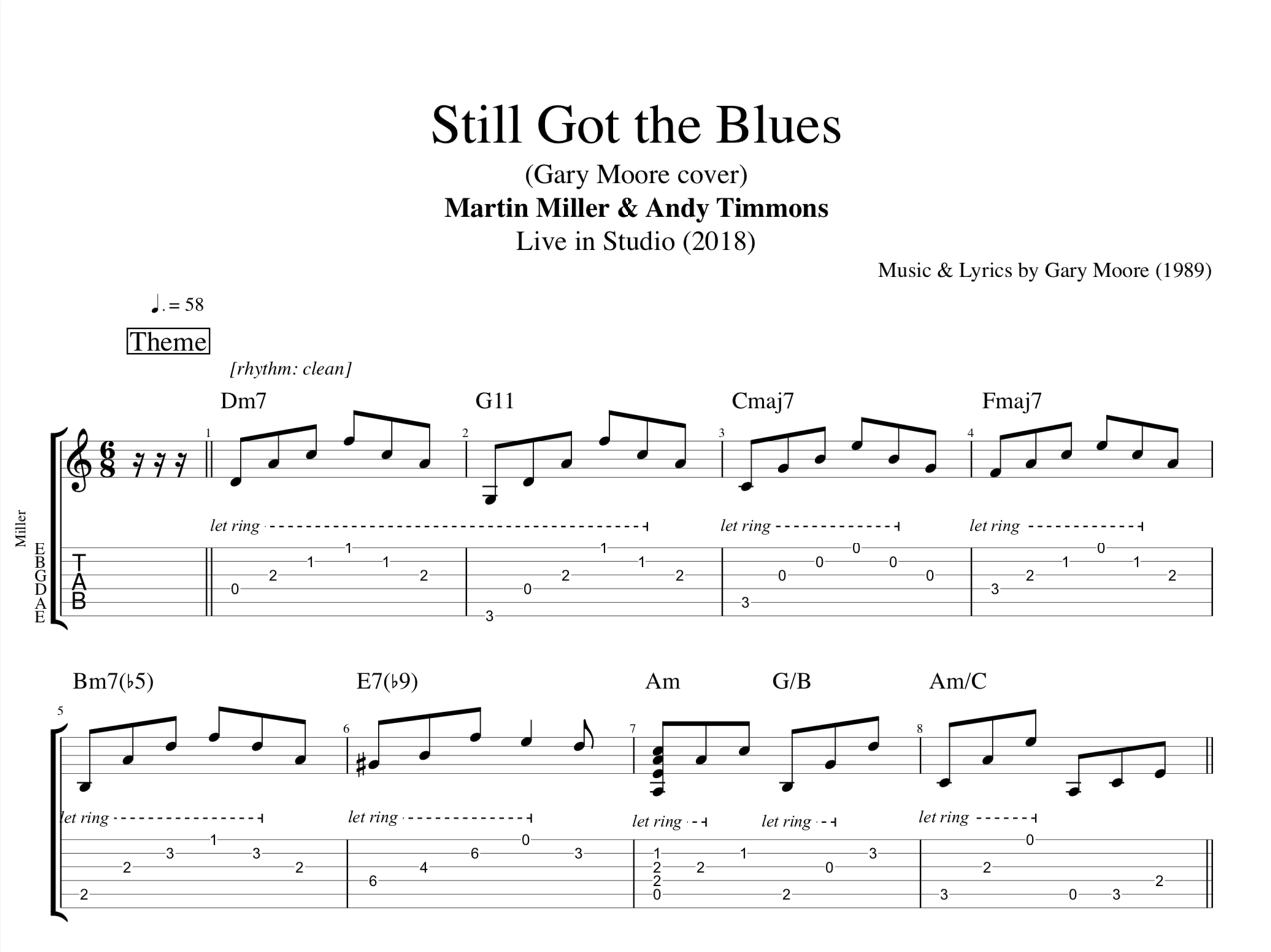 "Still Got the Blues" by Martin Miller & Andy Timmons (Gary Moore cover ...