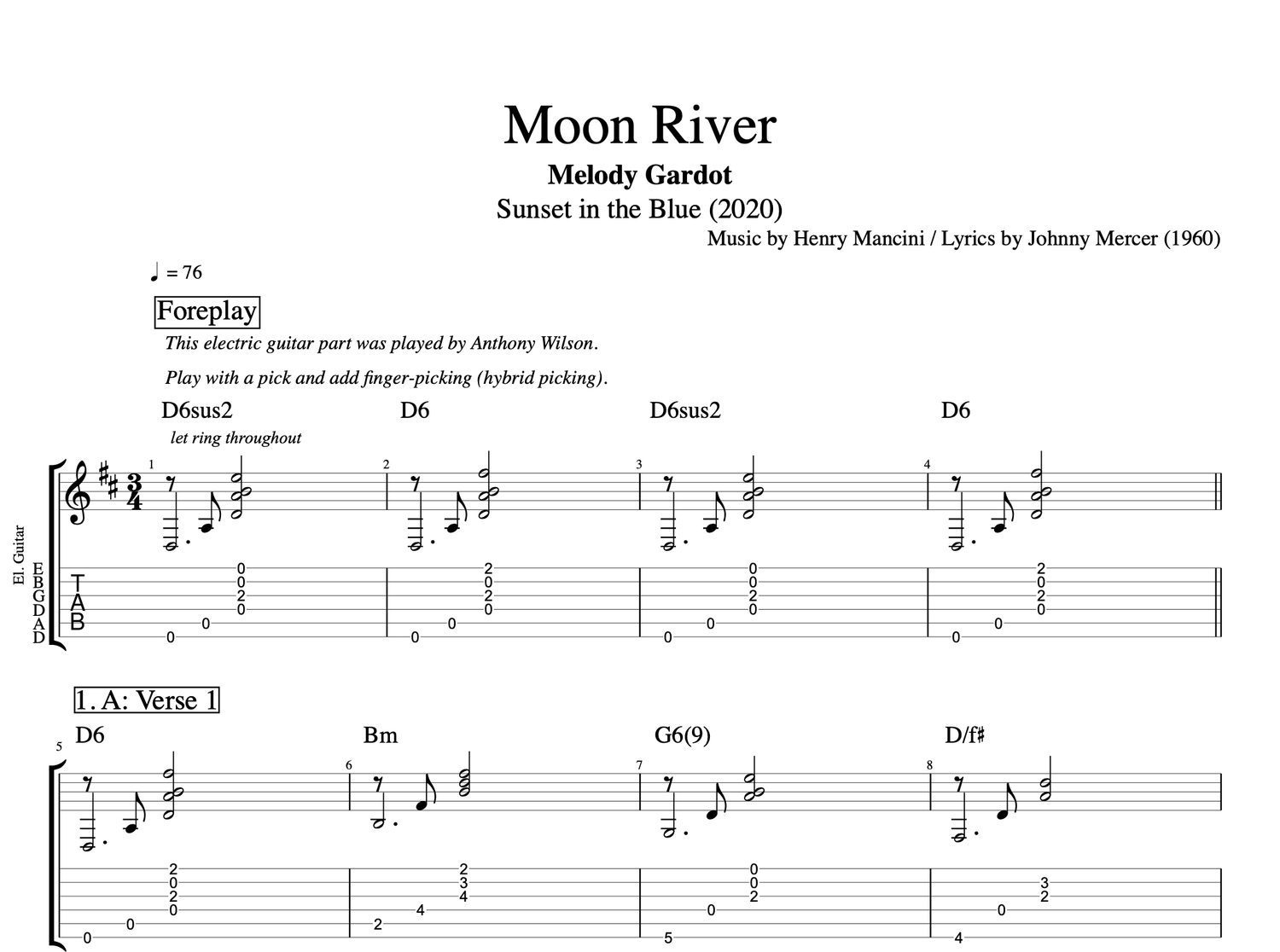 Moon River Guitar Chords