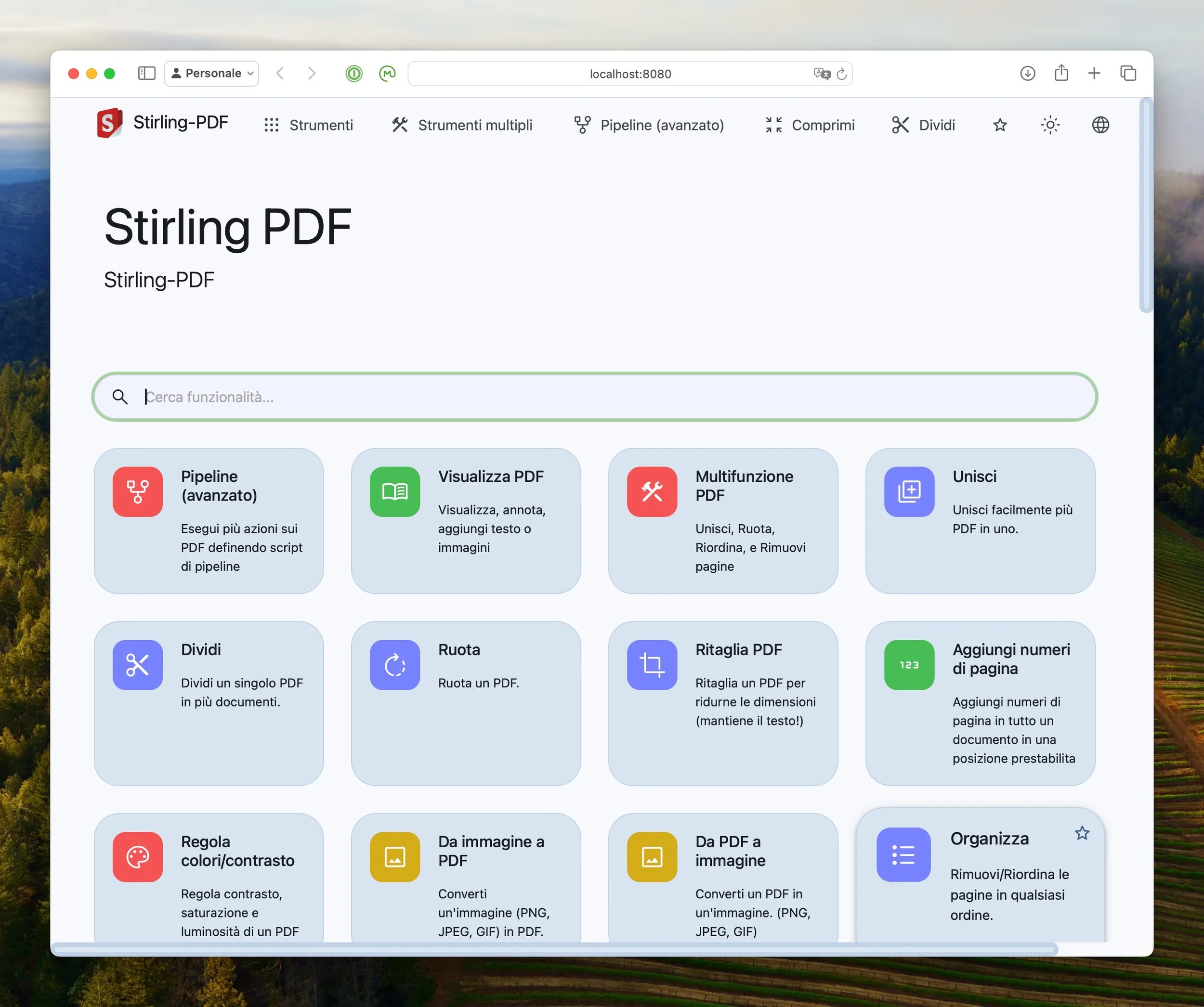 Installazione di Stirling PDF: ottimizzazione dimensioni PDF e loro OCR ...