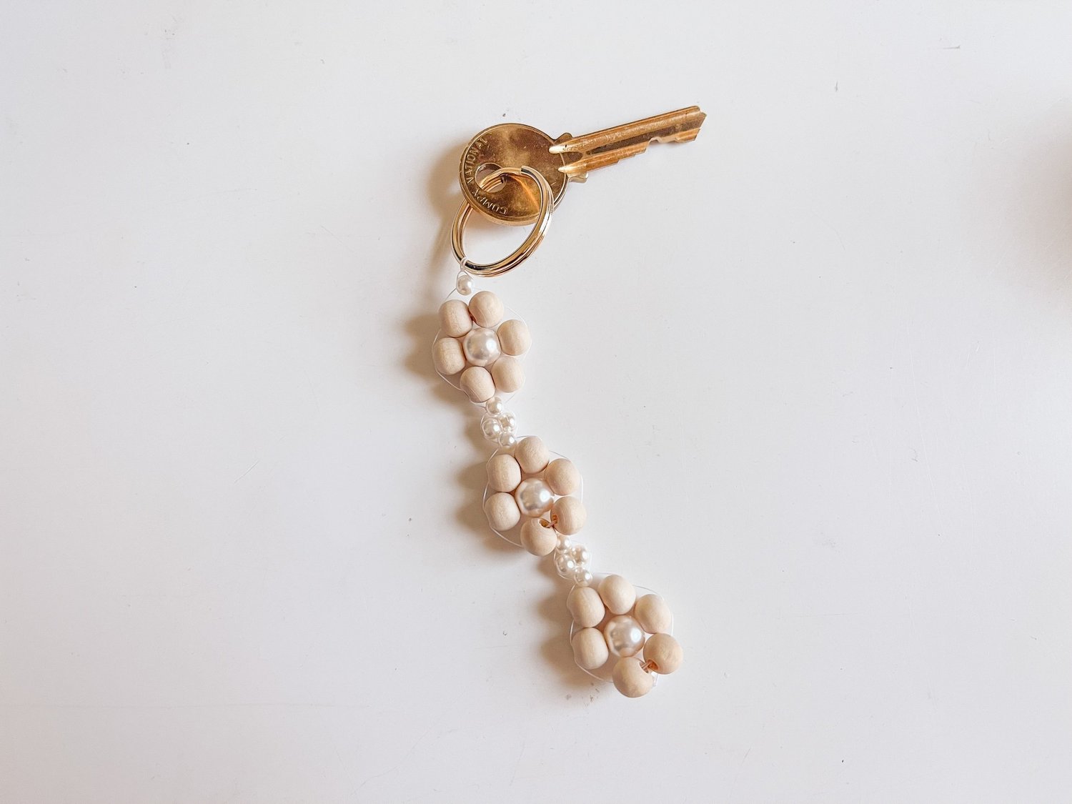Grown Up DIY Bead Weaving Keychain: Wood & Pearl Floral — Weekend ...
