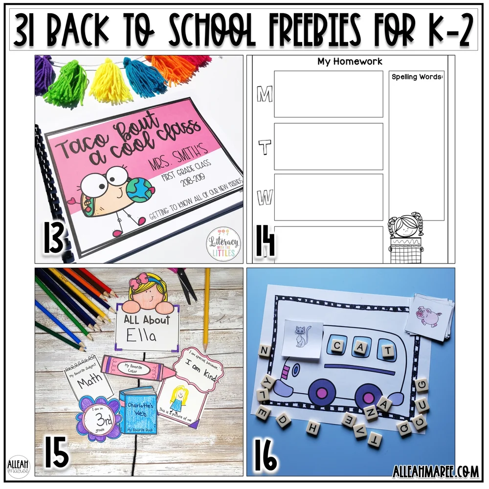 31 Back to School Freebies for K-2 — Alleah Maree