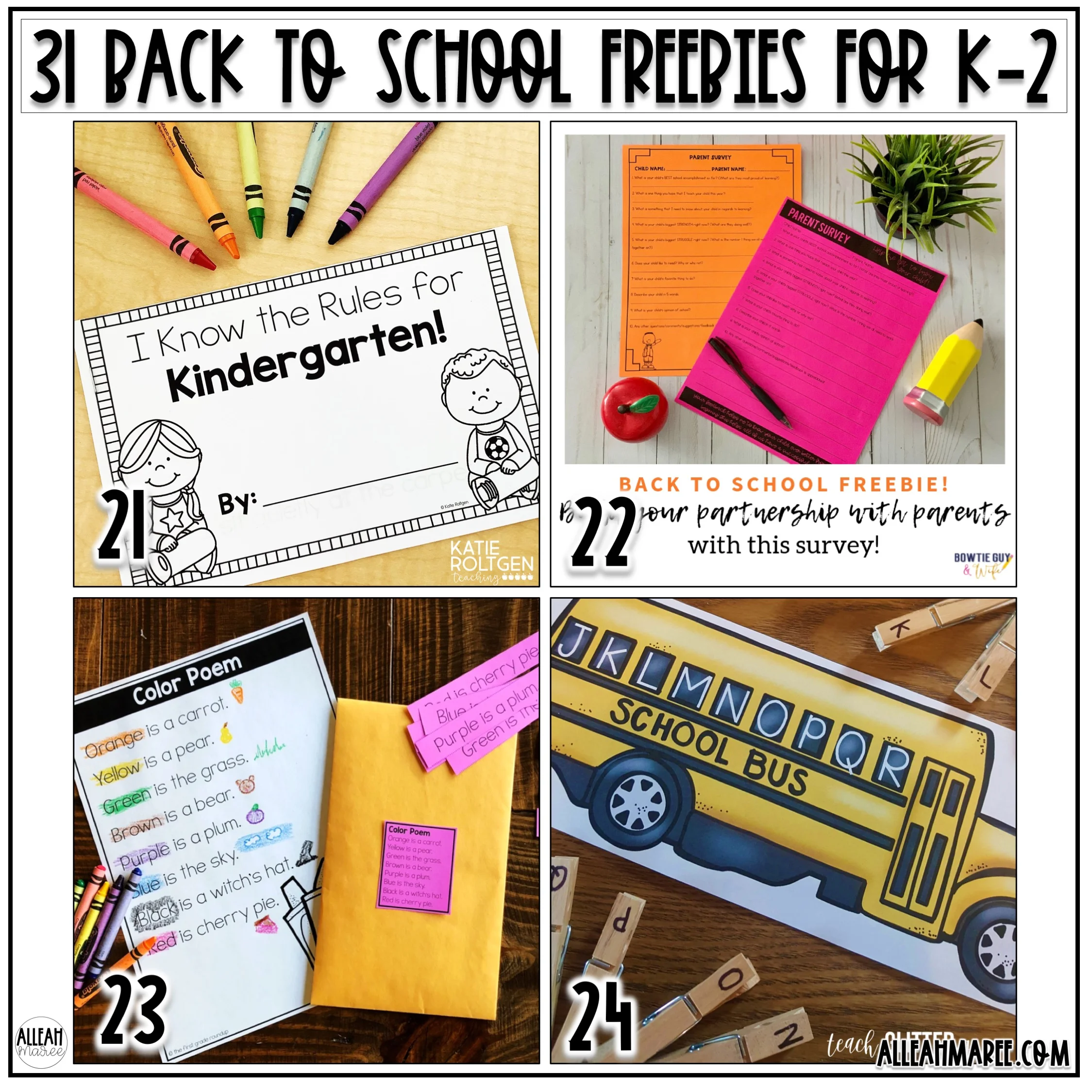 31 Back to School Freebies for K-2 — Alleah Maree