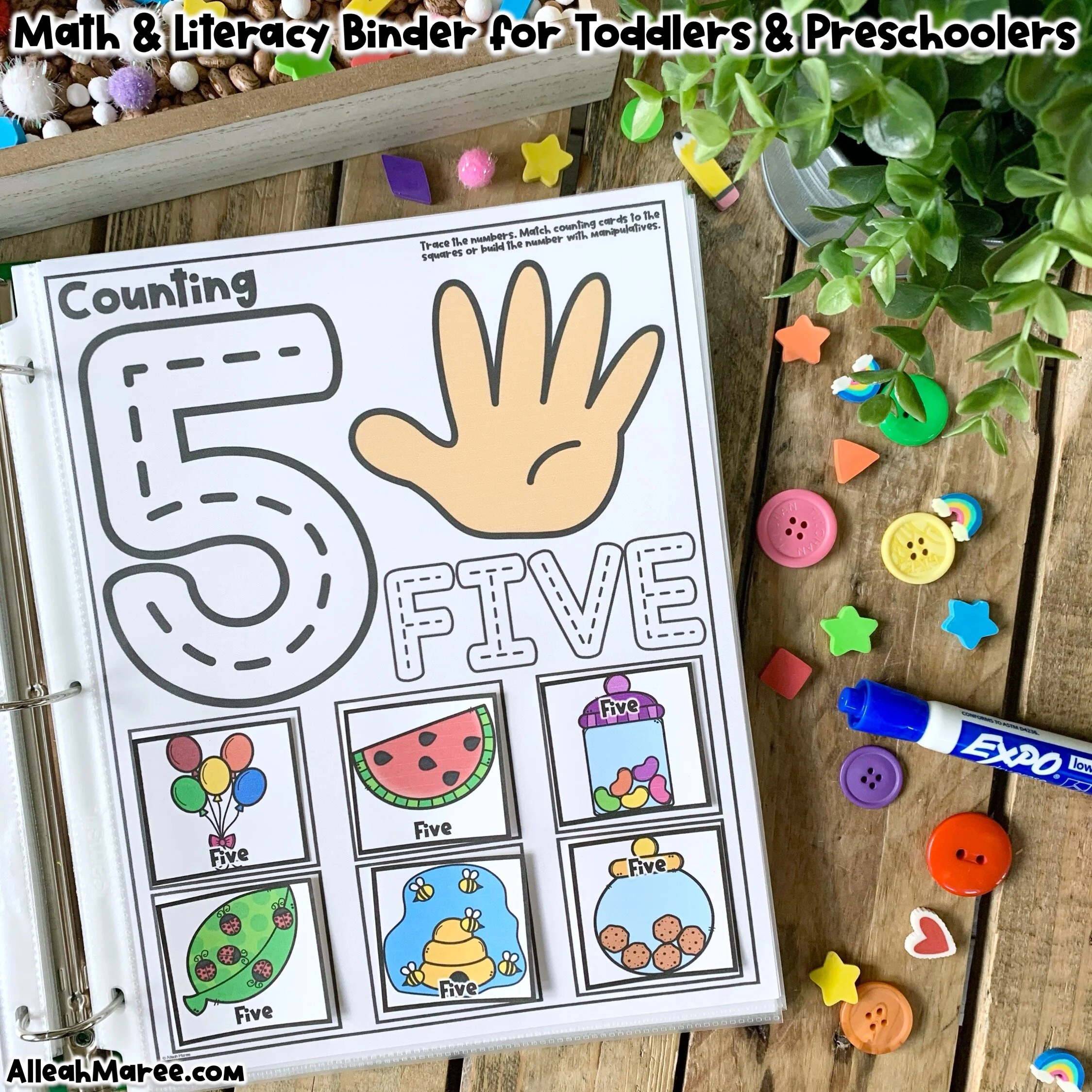 Math and Literacy Learning Binder for Toddlers and Preschoolers ...