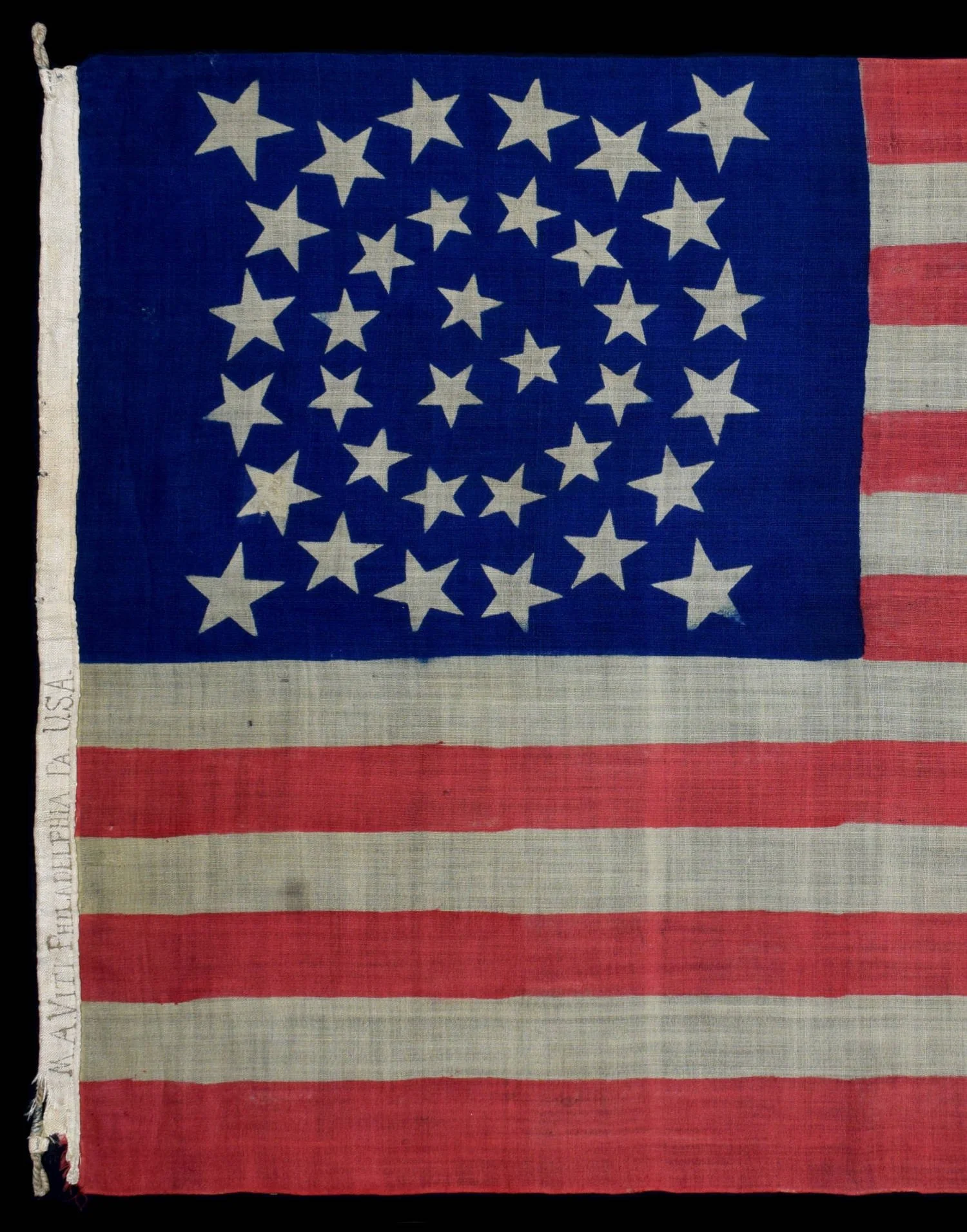 35 Star Antique Flag with an Unusual and Outstanding Medallion ...