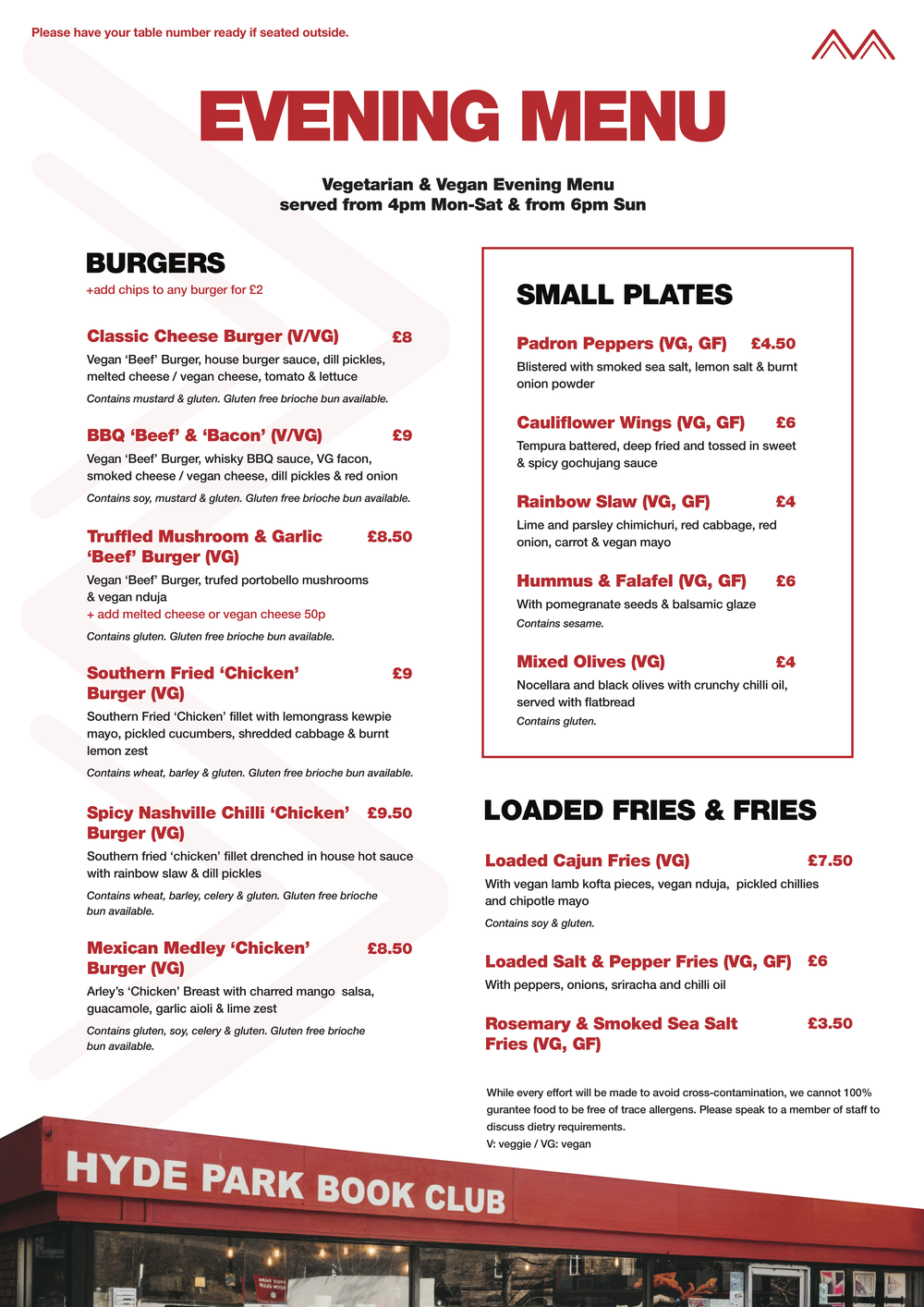 Food Menu — Hyde Park Book Club