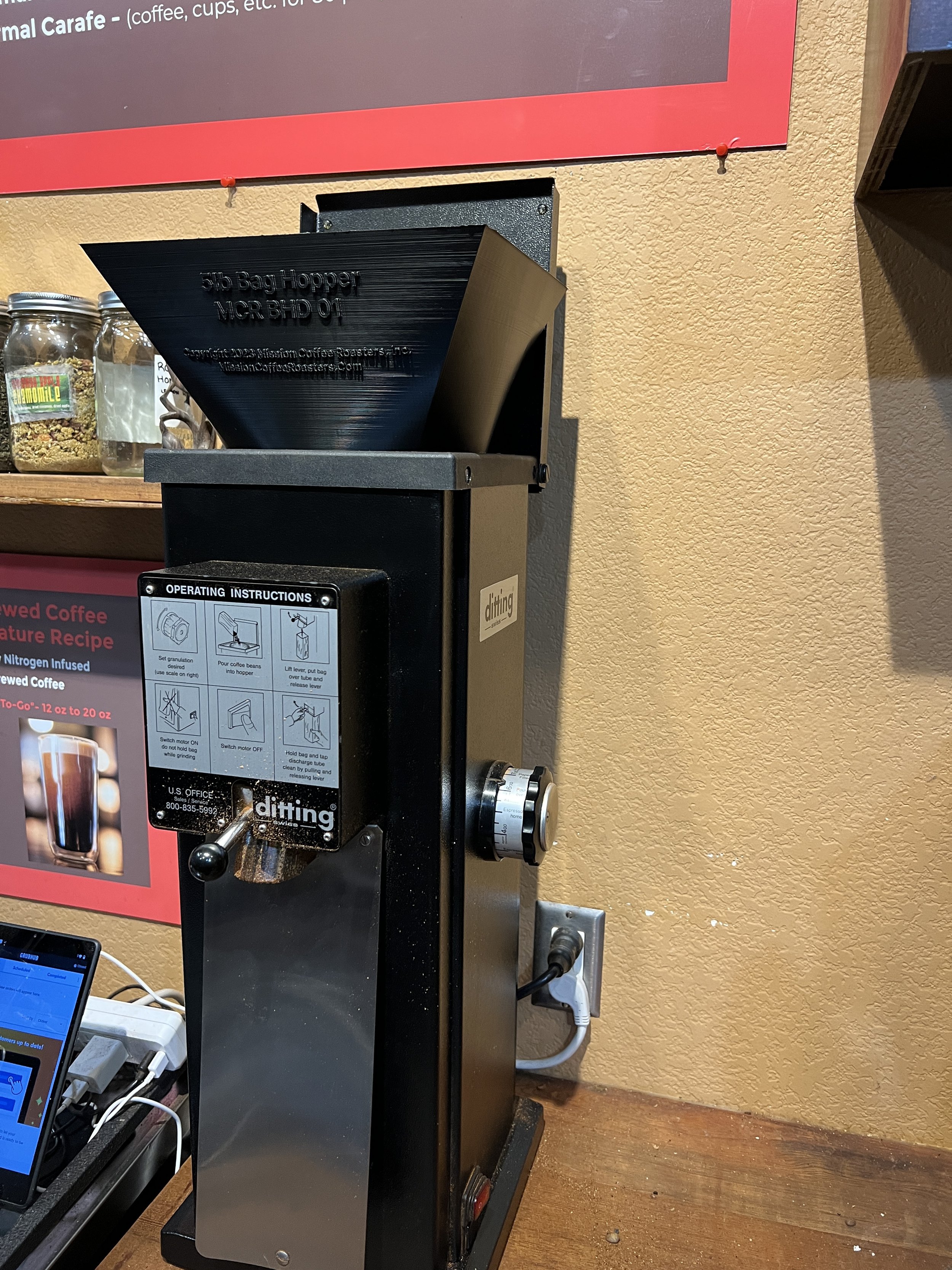 Ditting 1203 1403 larger coffee grinder hopper extension holds 5 pounds ...