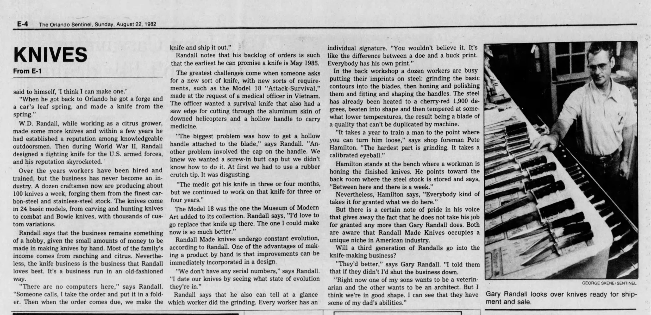 1982 - Orlando Sentinel — Randall Knife Guys