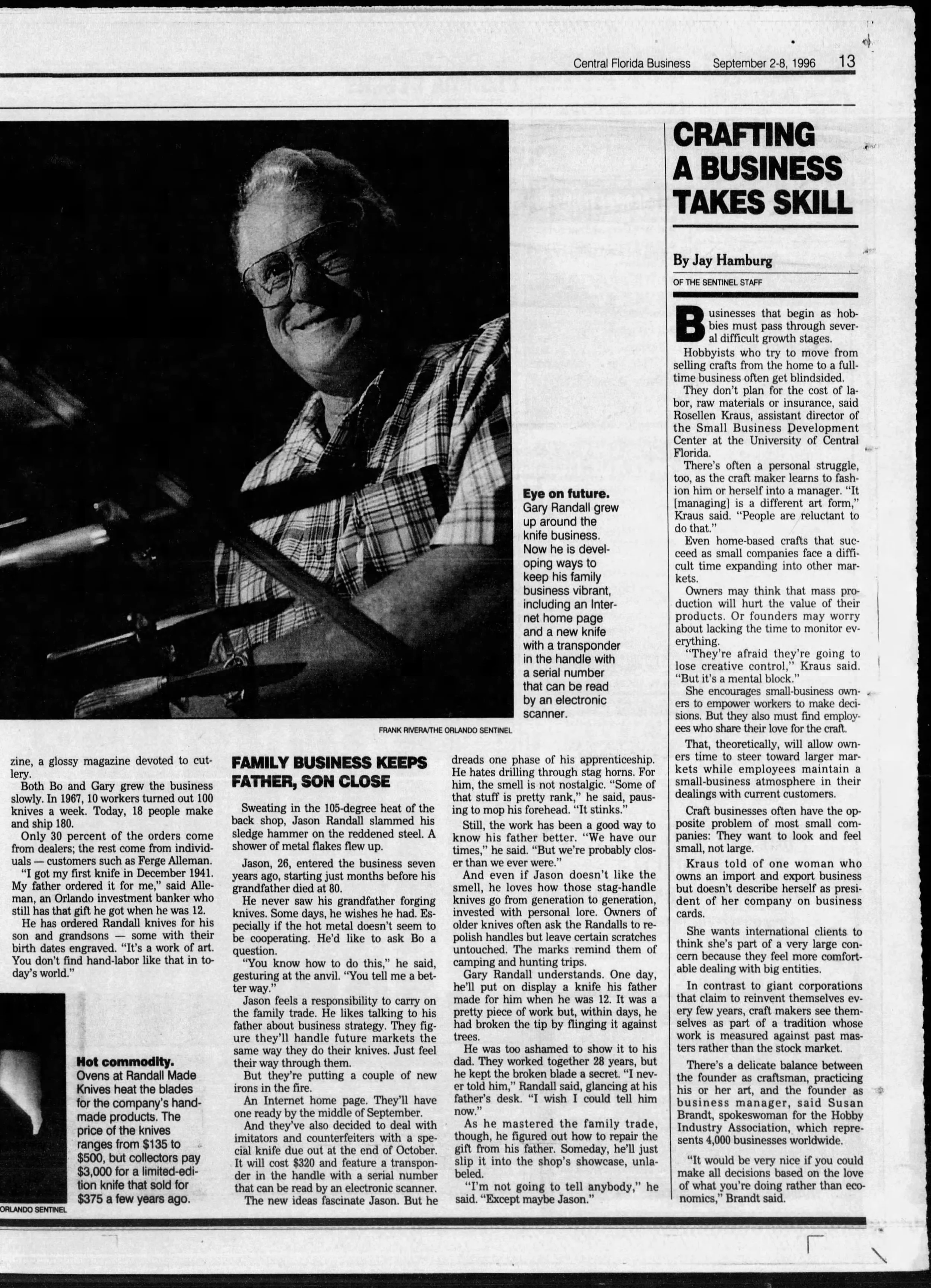 1996 - Orlando Sentinel — Randall Knife Guys