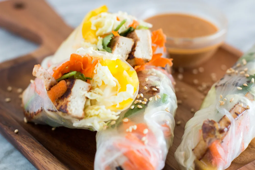 Tofu Spring Rolls with Ginger Peanut Sauce - Vegan Kids Nutrition Blog