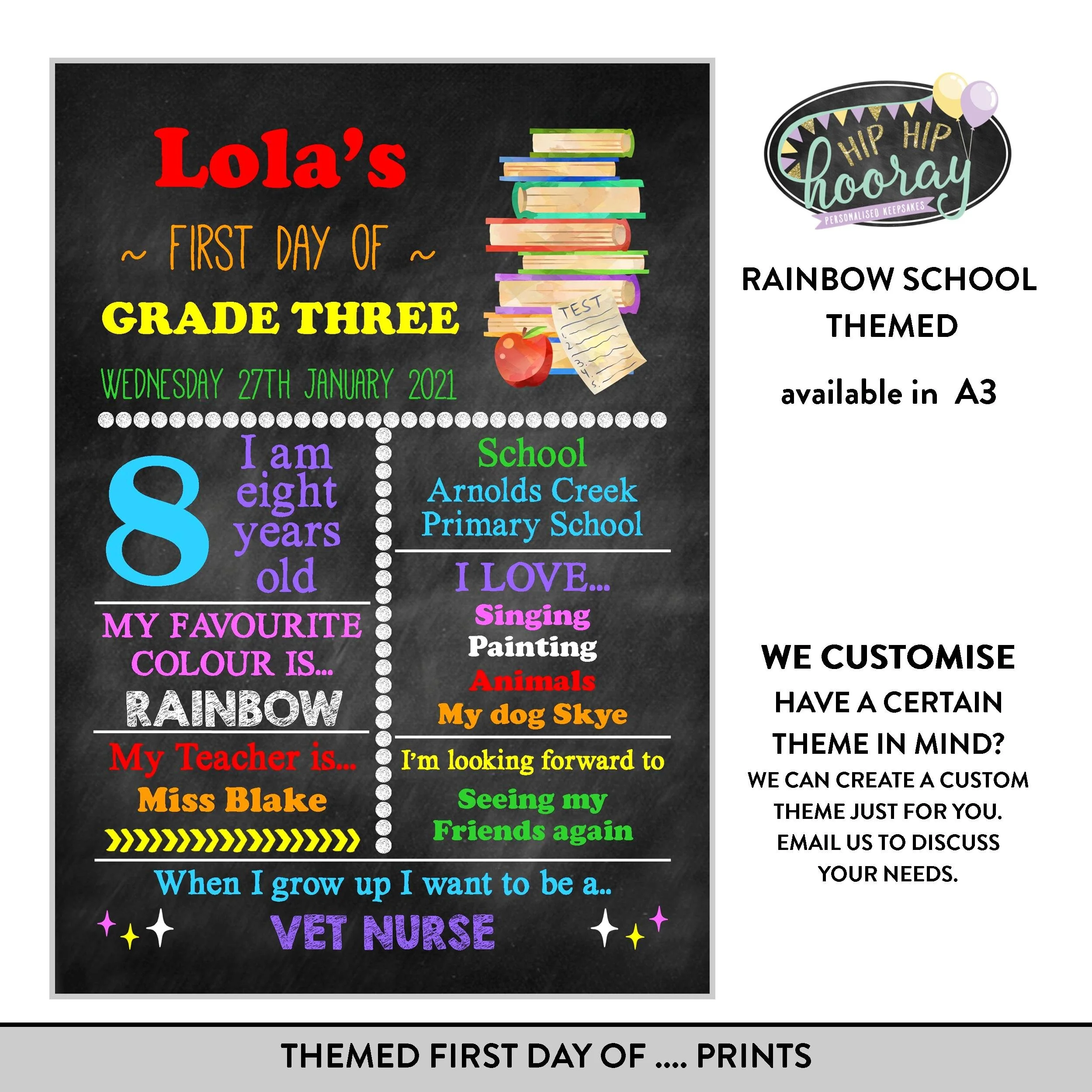 Themed First Day of........ Prints — Hip Hip Hooray Personalised Keepsakes
