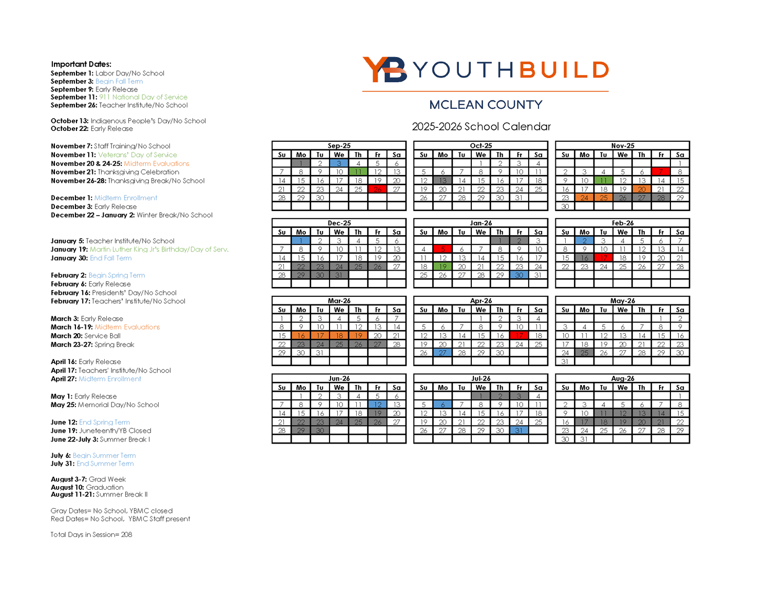 Calendar/Info — YouthBuild Mclean County