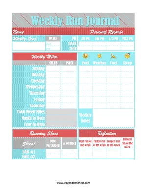 Running Journal Free Printable Download — Lea Genders Fitness