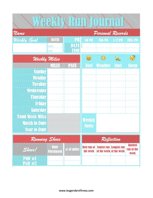 Running Journal Free Printable Download — Lea Genders Fitness