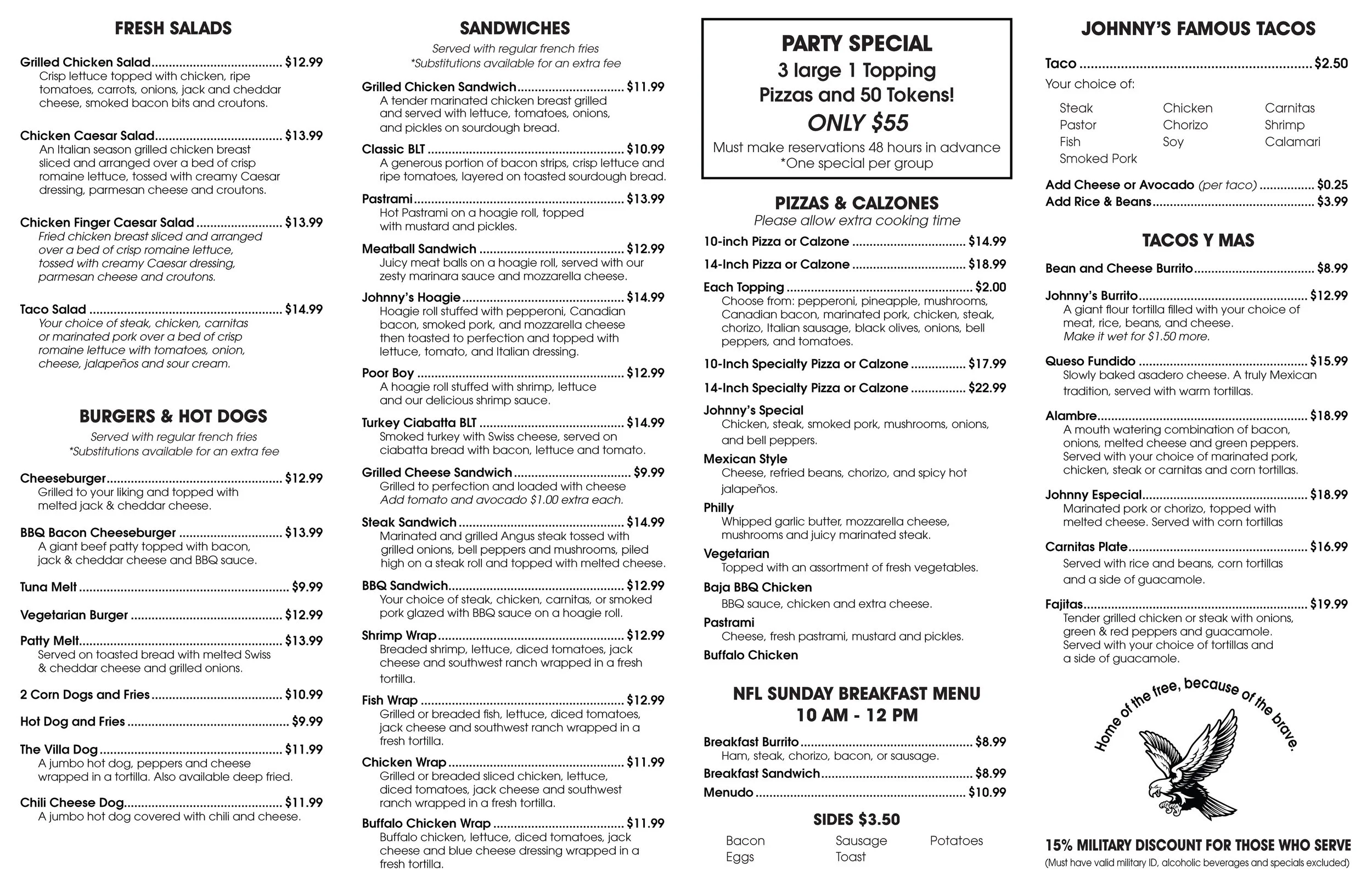 Menu — Johnny's Tacos & Sports