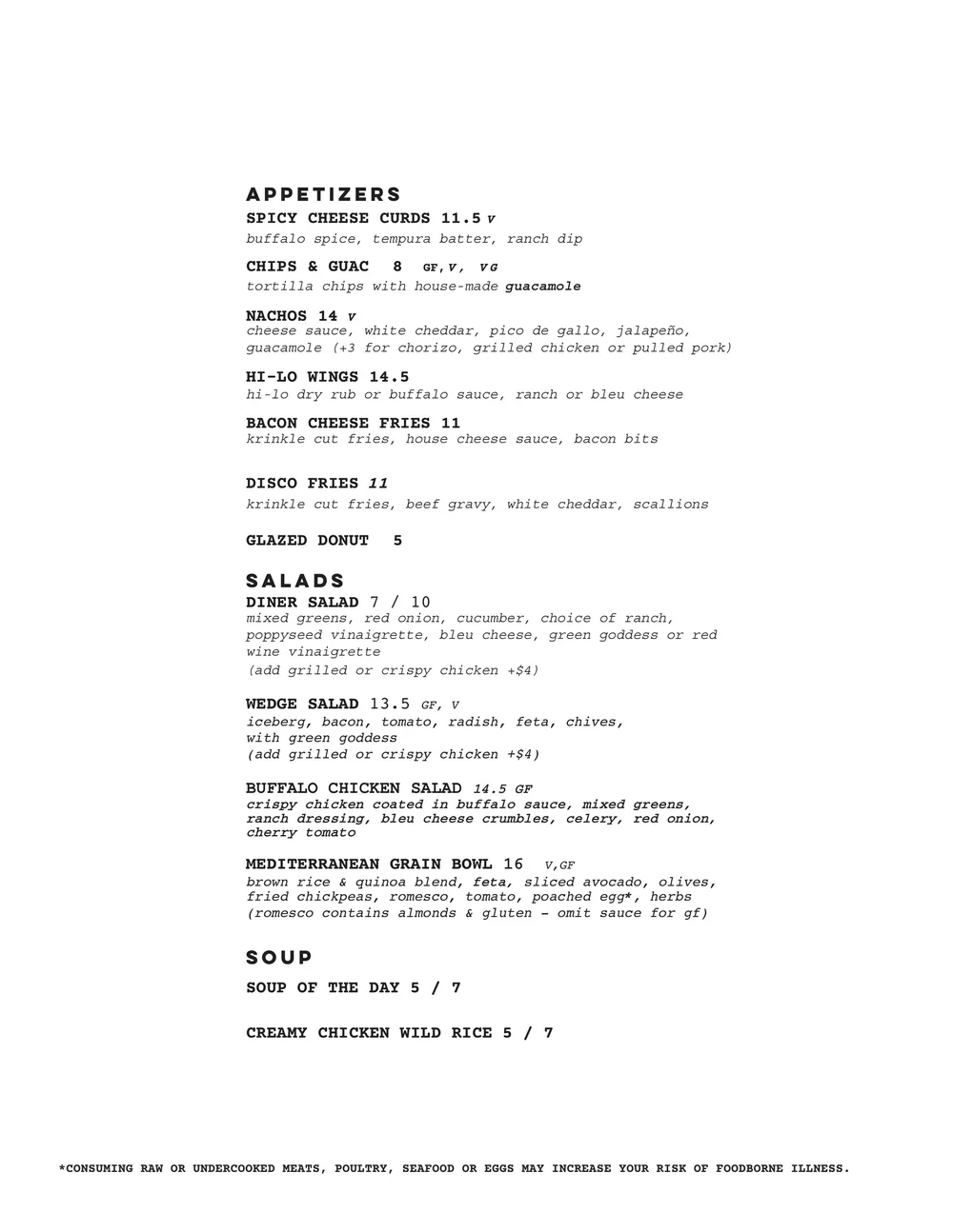 MENU — Hi-Lo Diner