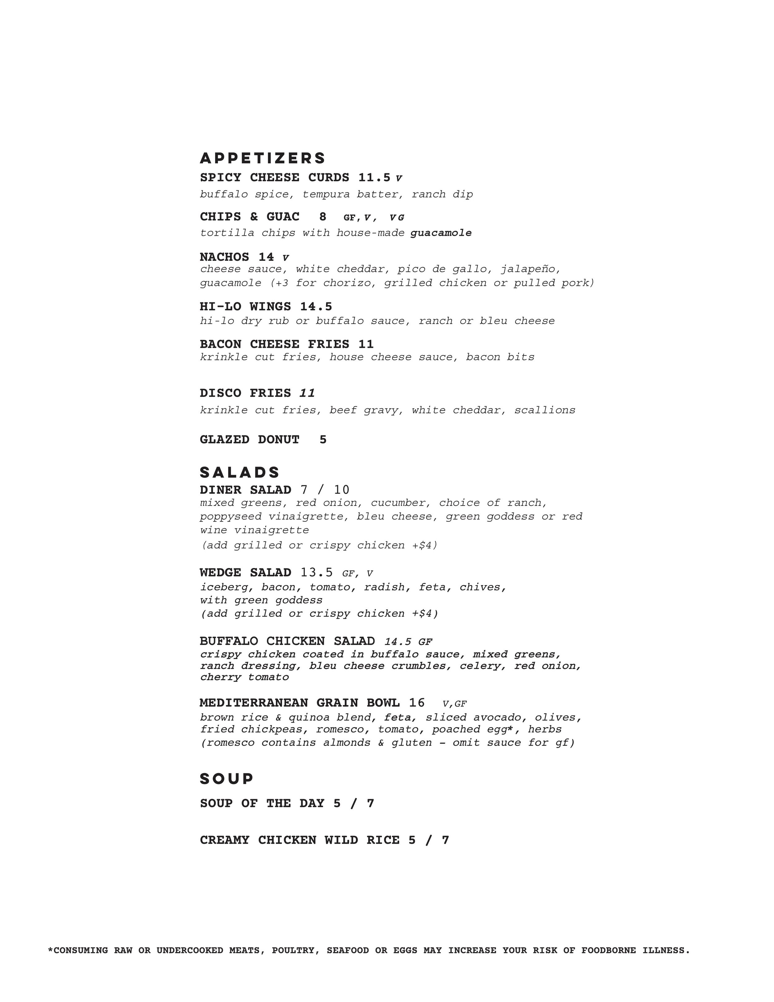 MENU — Hi-Lo Diner