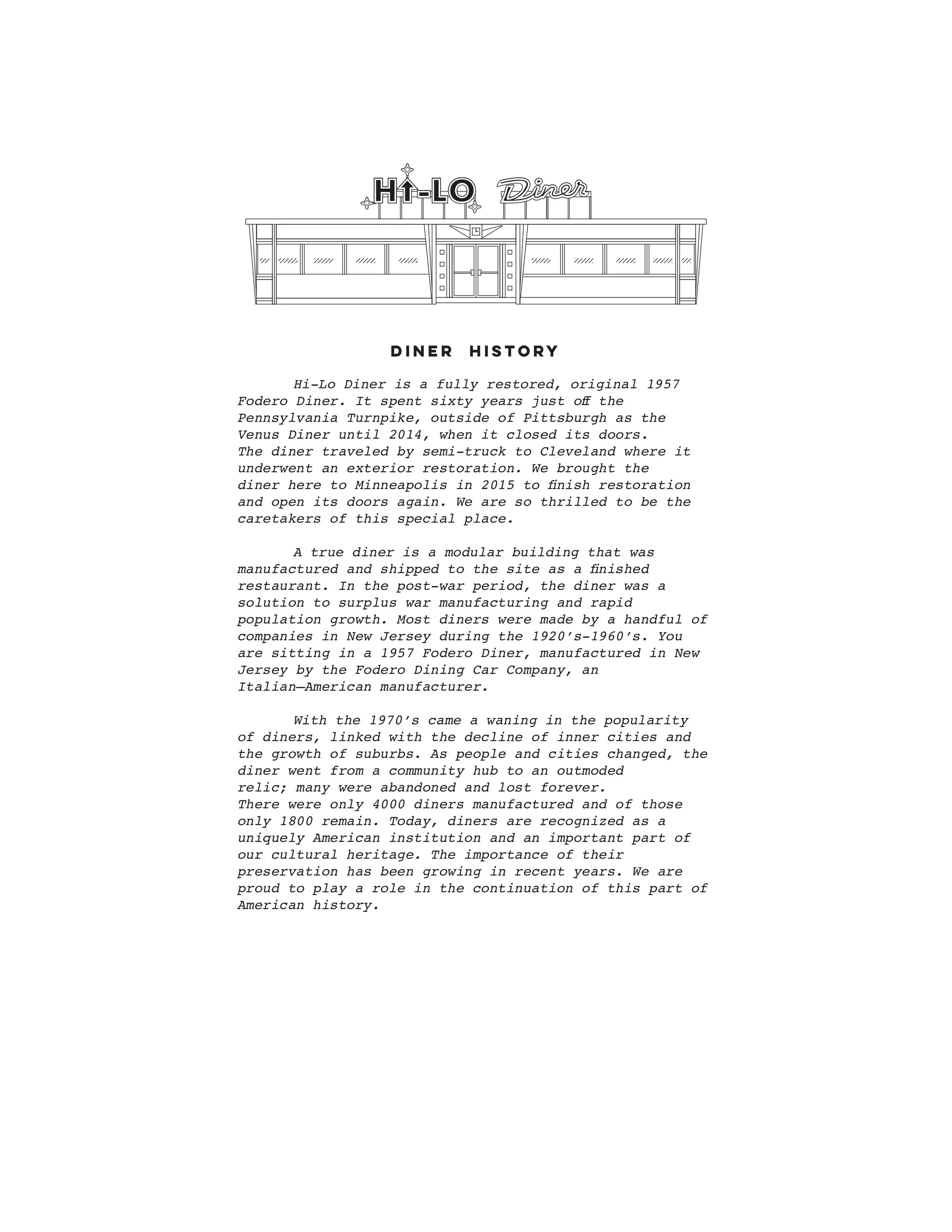 MENU — Hi-Lo Diner