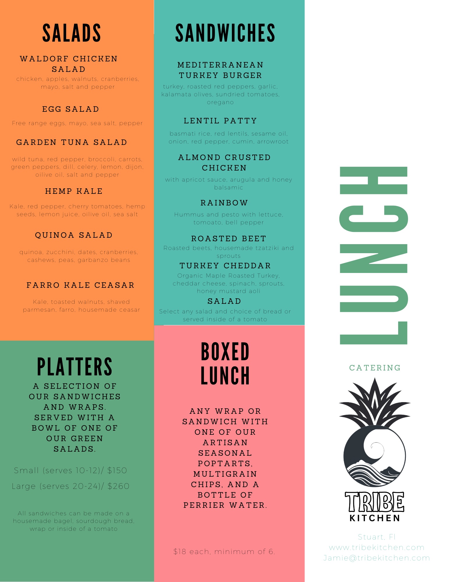 Brunch and Lunch Catering Menu — Tribe Kitchen