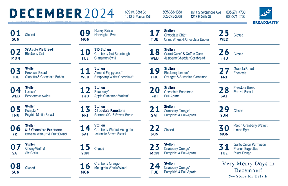 Calendar — BreadsmithSD.com