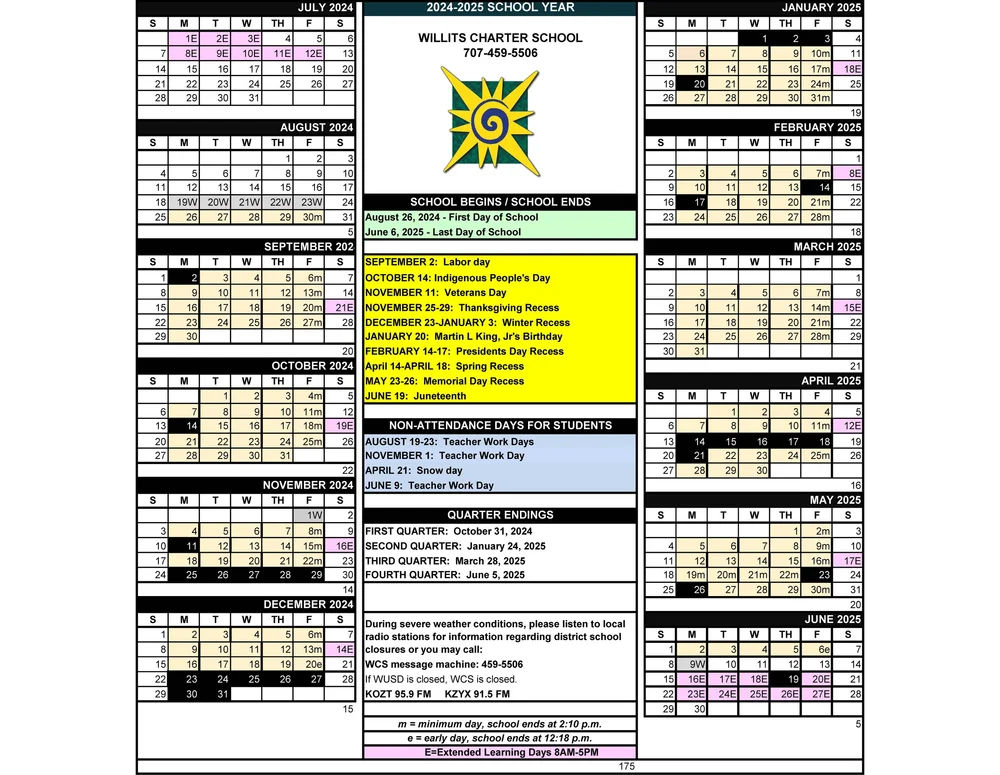 Calendar — Willits Charter School