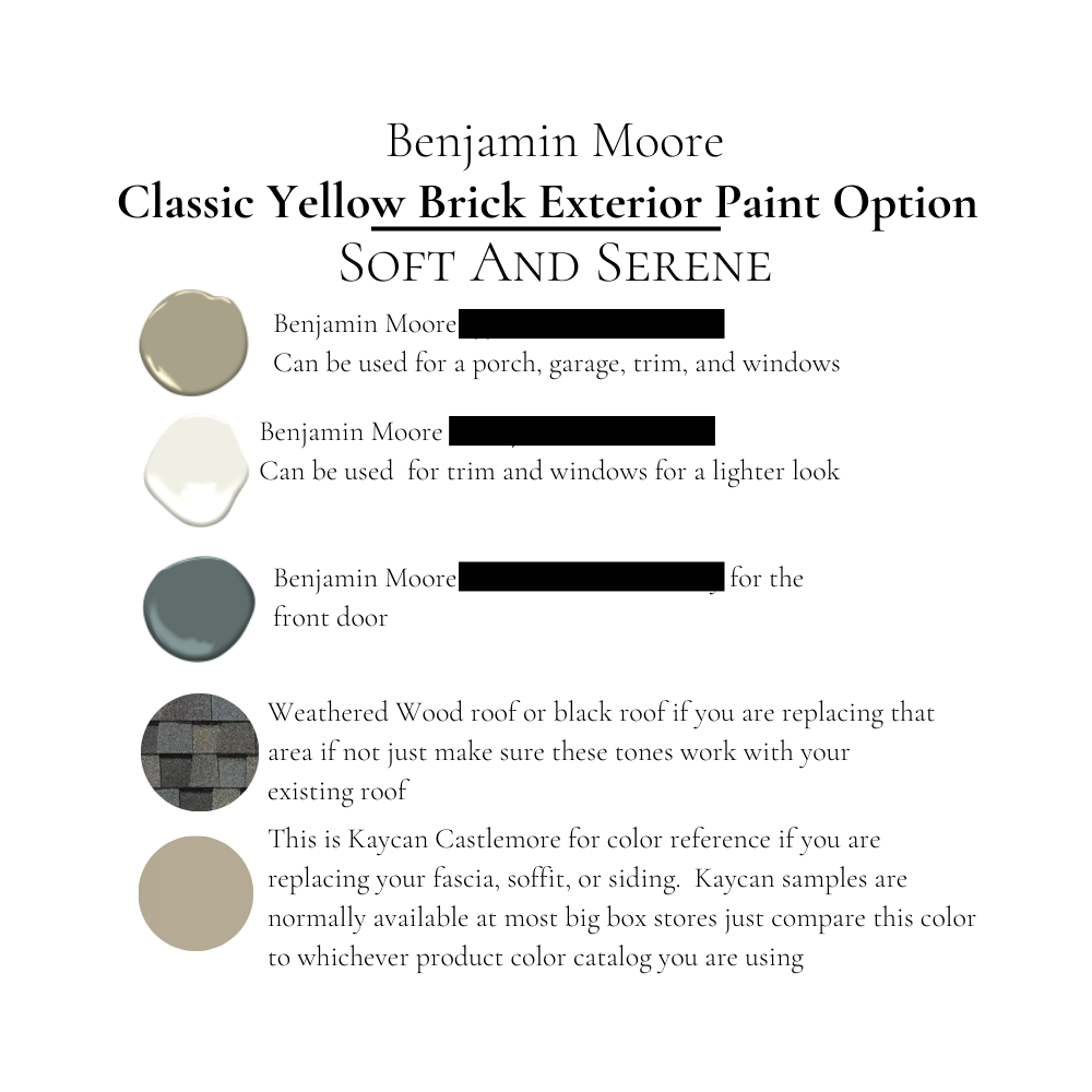Yellow Brick Exterior Benjamin Moore Paint Palette Classic Exterior ...