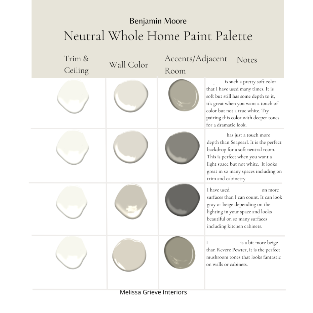 Pale Oak Benjamin Moore Coordinating Colors Whole House Paint Palette ...