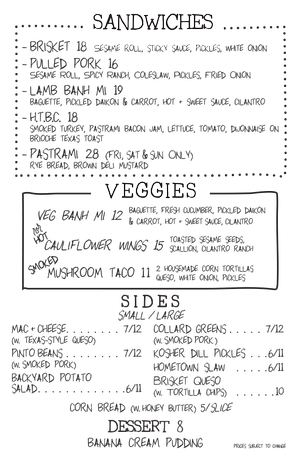 Menu Red Hook — Hometown