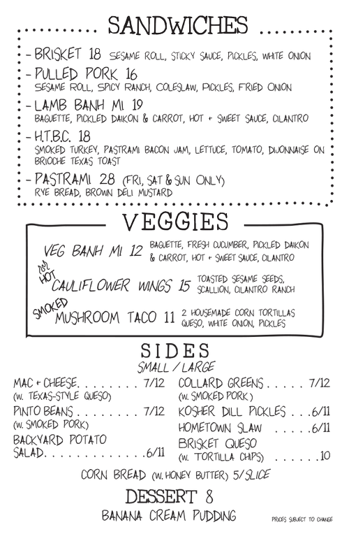 Menu Red Hook — Hometown