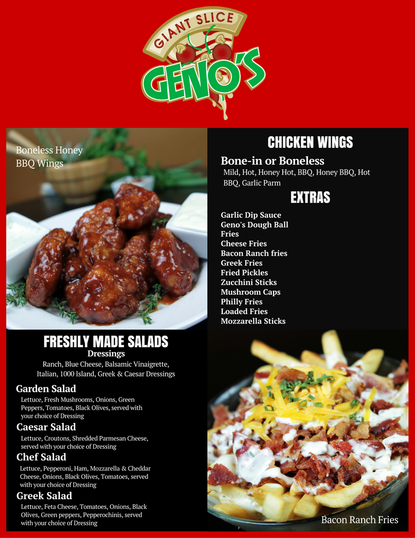 Menu — Geno's Giant Slice - Mesa AZ, Gilbert AZ, Queen Creek AZ, San ...