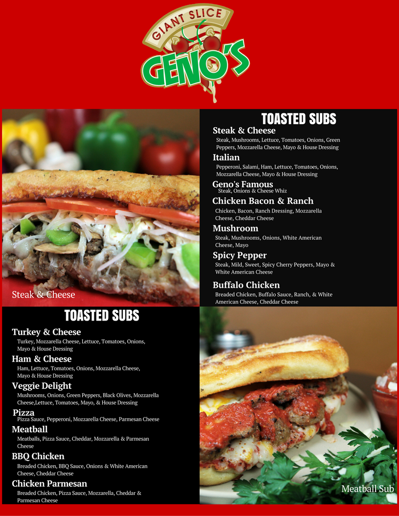 Menu — Geno's Giant Slice - Mesa AZ, Gilbert AZ, Queen Creek AZ, San ...