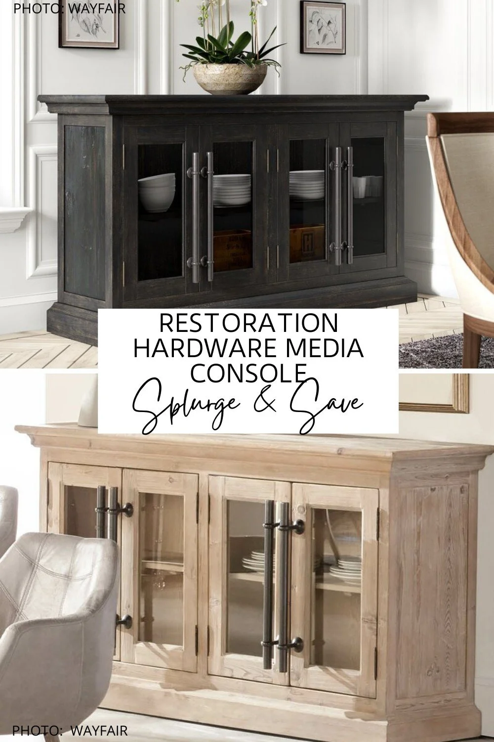 RESTORATION HARDWARE 20TH C. ENGLISH BRASS BAR PULL SIDEBOARD DUPE