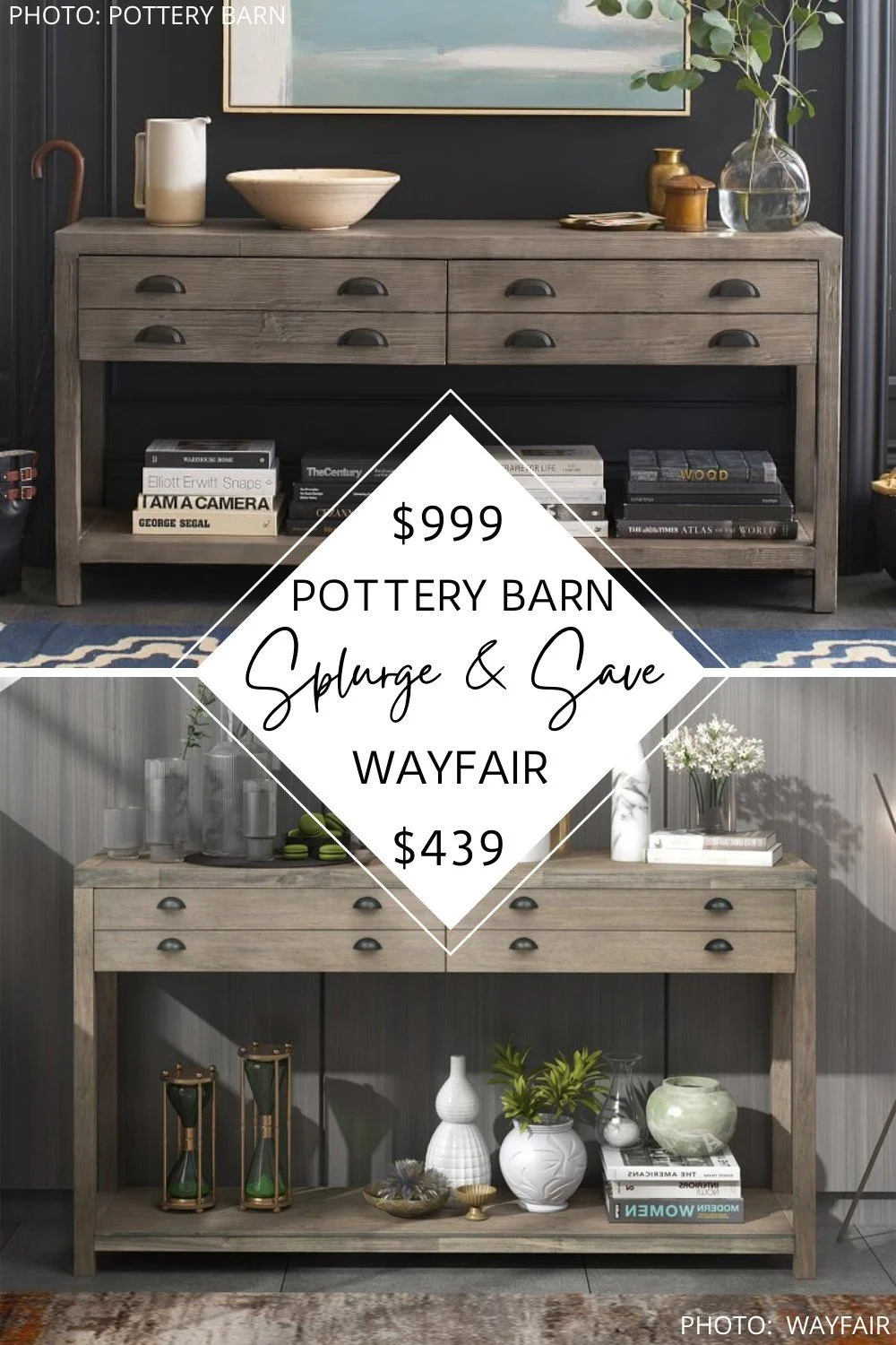 POTTERY BARN ARCHITECT'S WOOD CONSOLE DUPE — KENDRA FOUND IT