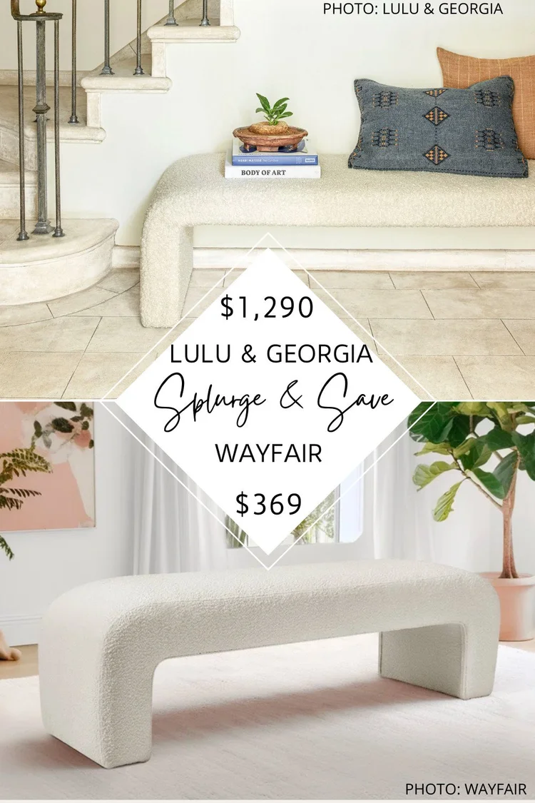 BEST BOUCLE BENCHES: LULU AND GEORGIA TATE BENCH DUPE — KENDRA FOUND IT