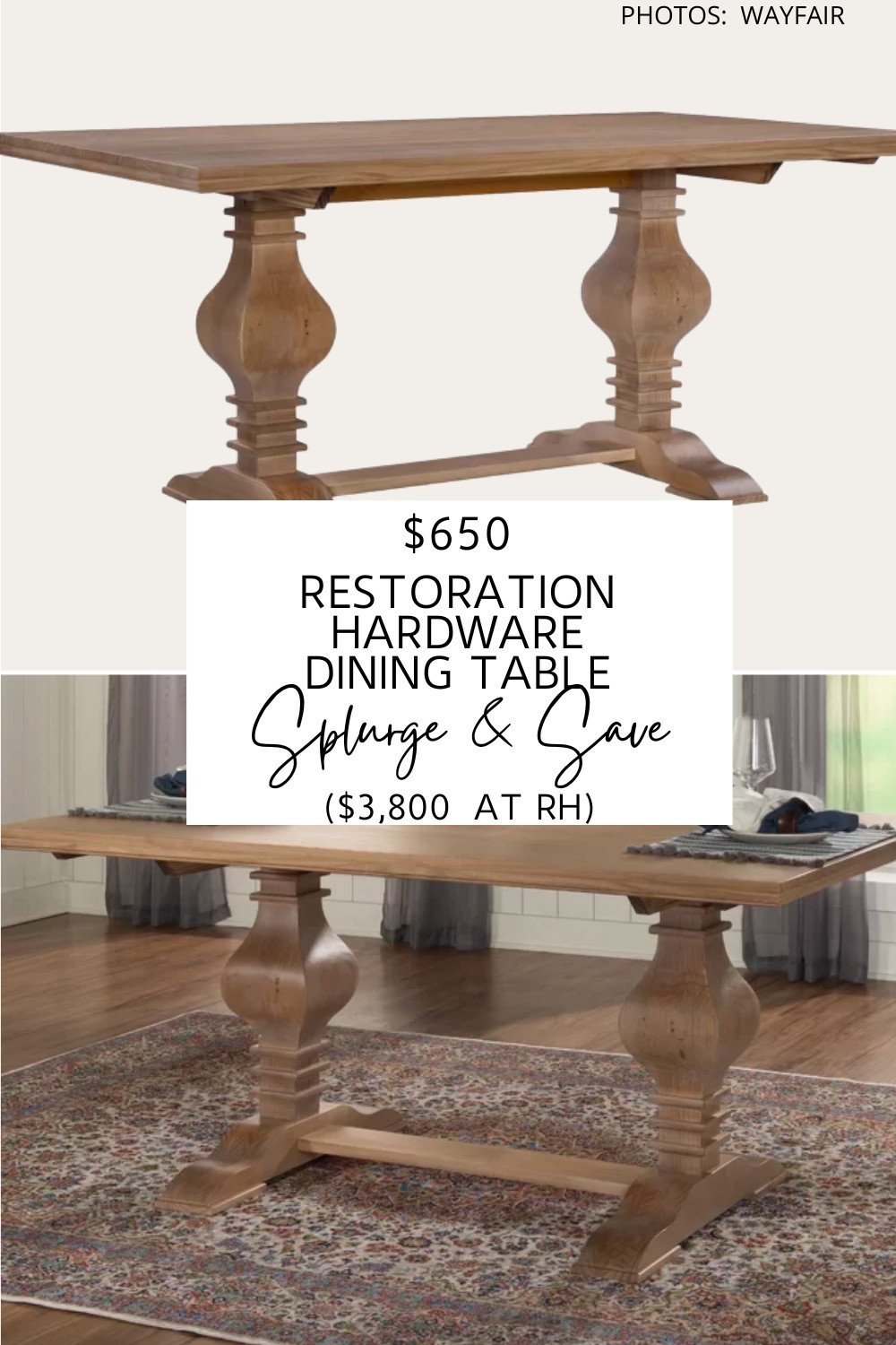 RESTORATION HARDWARE SALVAGED WOOD DINING TABLE DUPE — KENDRA FOUND IT