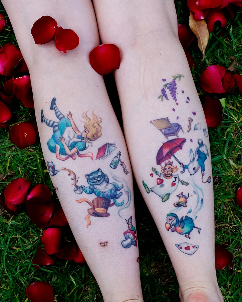 Alice In Wonderland Falling Tattoo