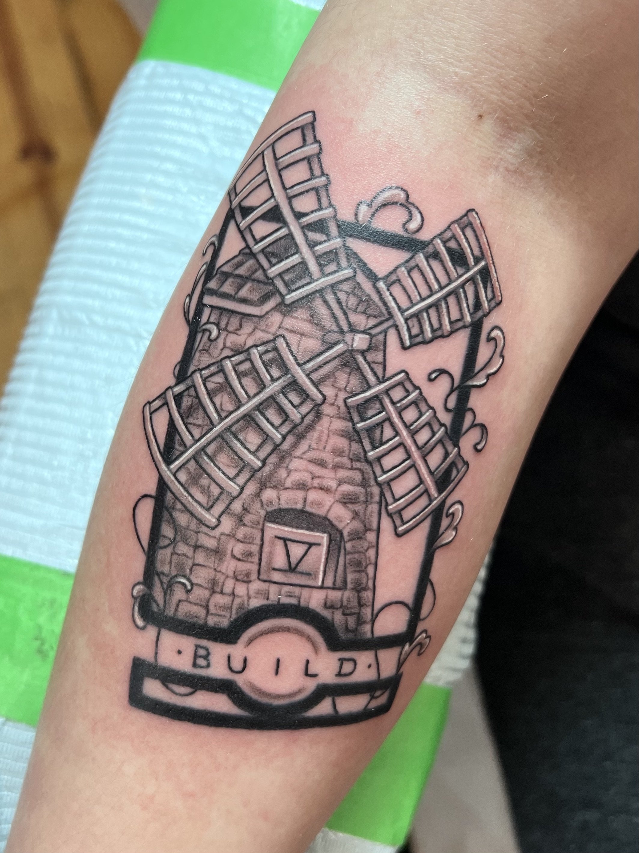 Old Dutch Windmill Tattoo