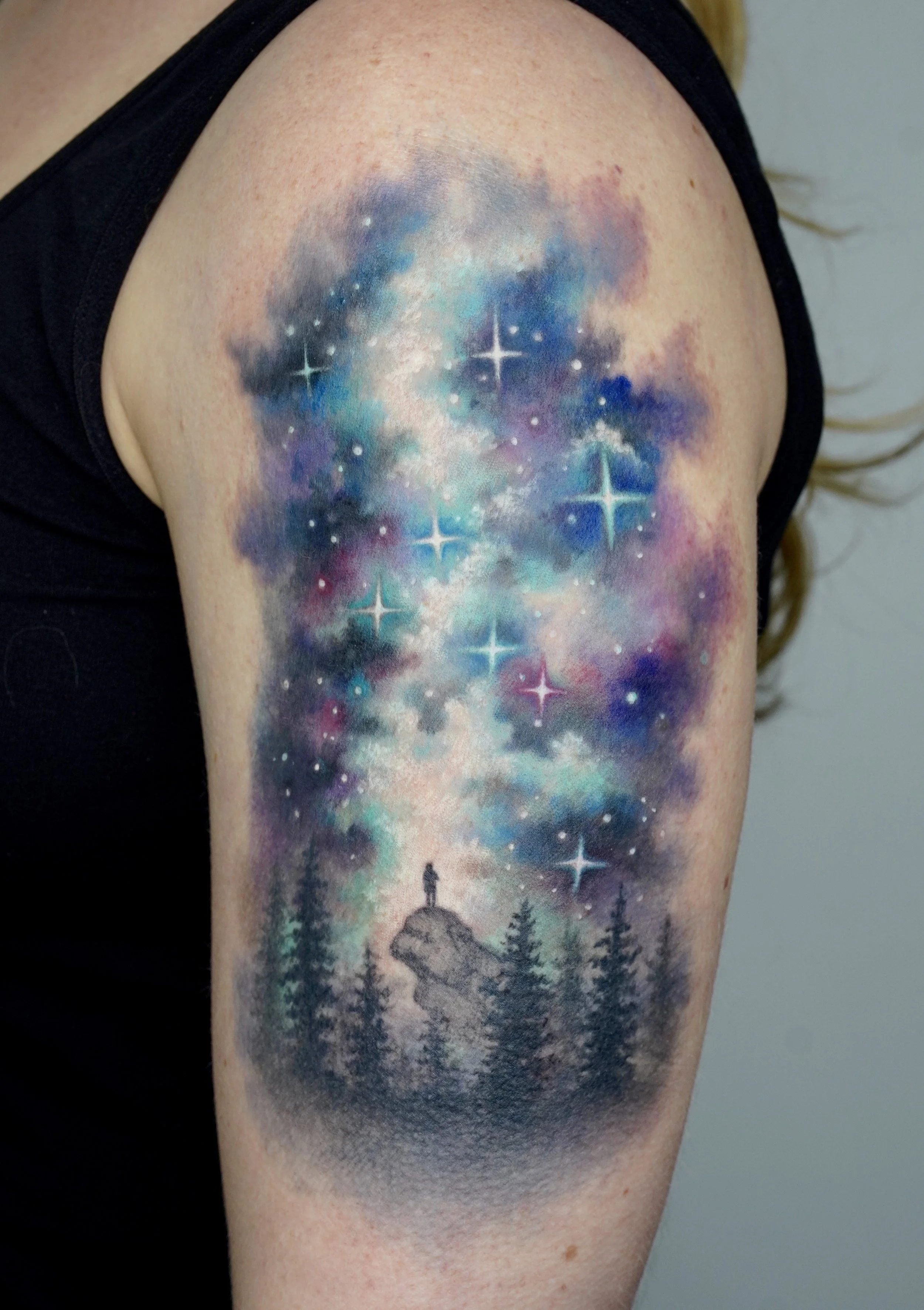Watercolor Night Sky Tattoo