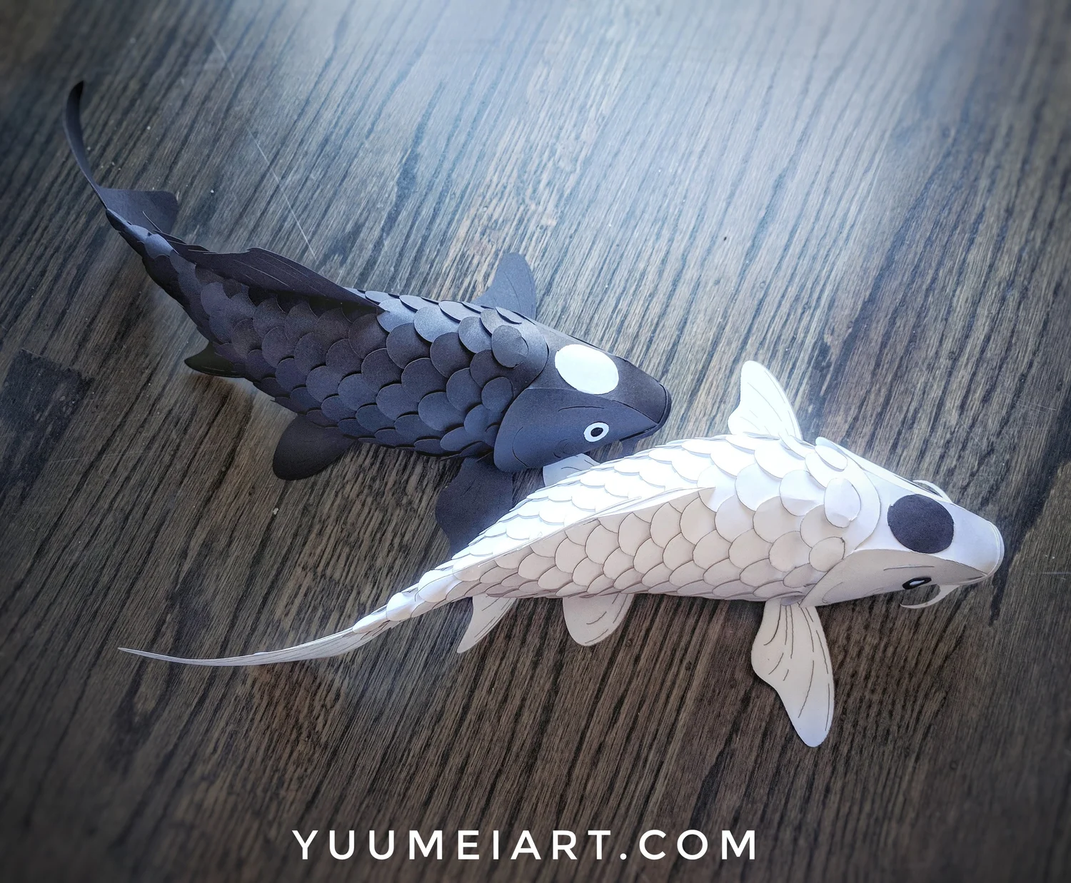 Designing poseable paper koi made without glue or tape — Yuumei