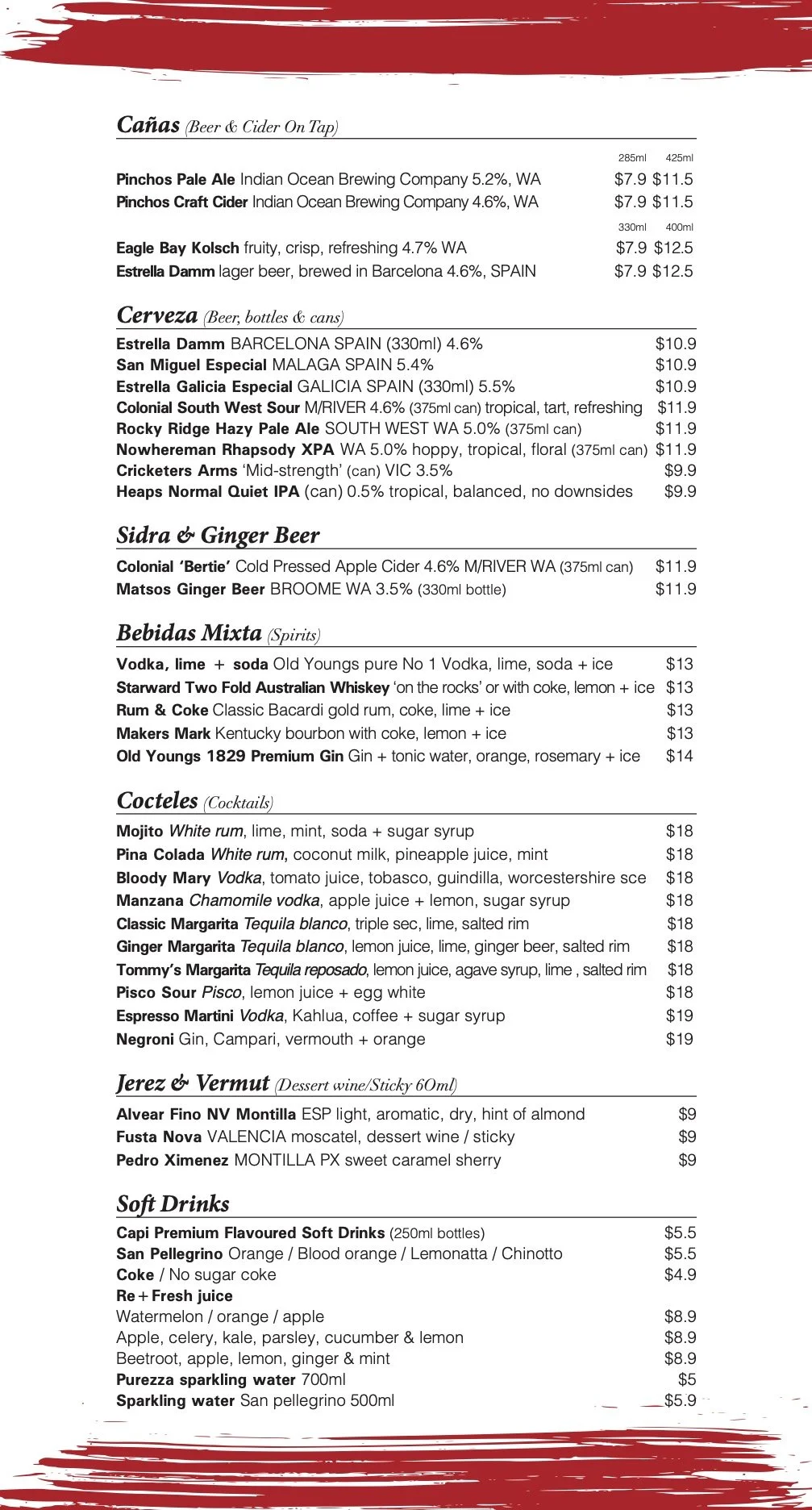 Our Menu — Spanish Tapas Restaurant Perth